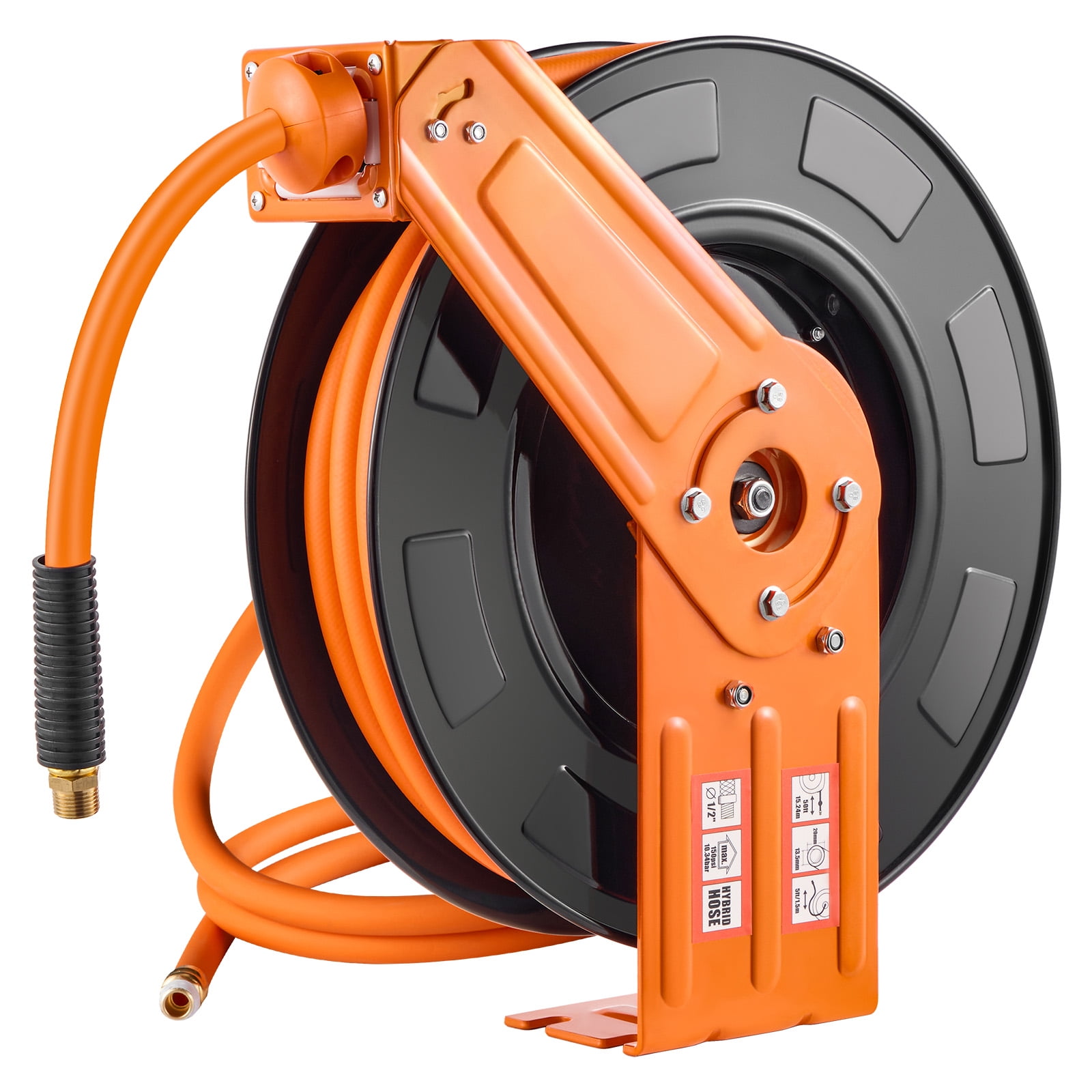 KFFKFF Retractable Air Hose Reel, 1/2 IN x 50 FT Air Hose Max 300PSI ...