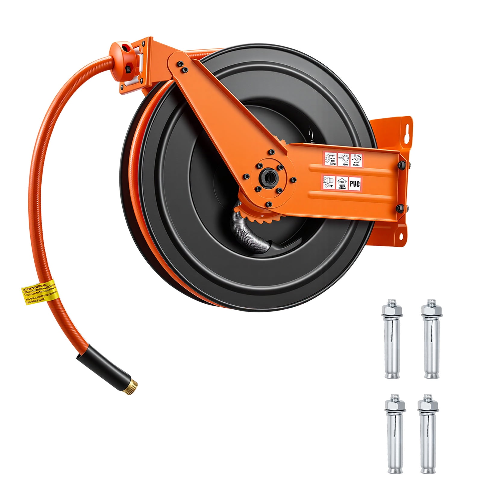 KFFKFF Retractable Air Hose Reel, 3/4 Inch x 50 FT PVC Hose with 300 ...