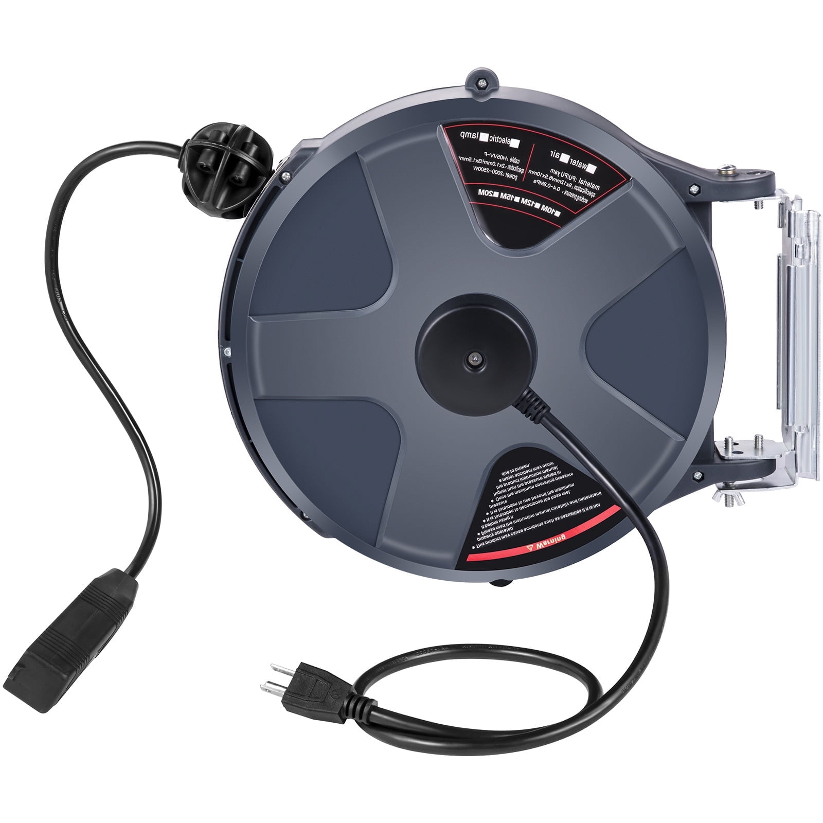 KFFKFF Retractable Extension Cord Reel, 50+3.2FT, 16/3 AWG Power Cord ...