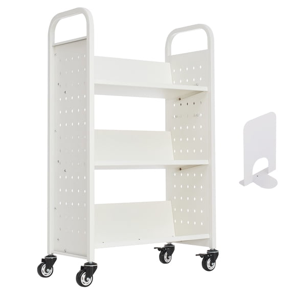 KFFKFF Rolling Library Book Cart, 330 lbs Capacity, 30.3 x 15 x 48.0 ...