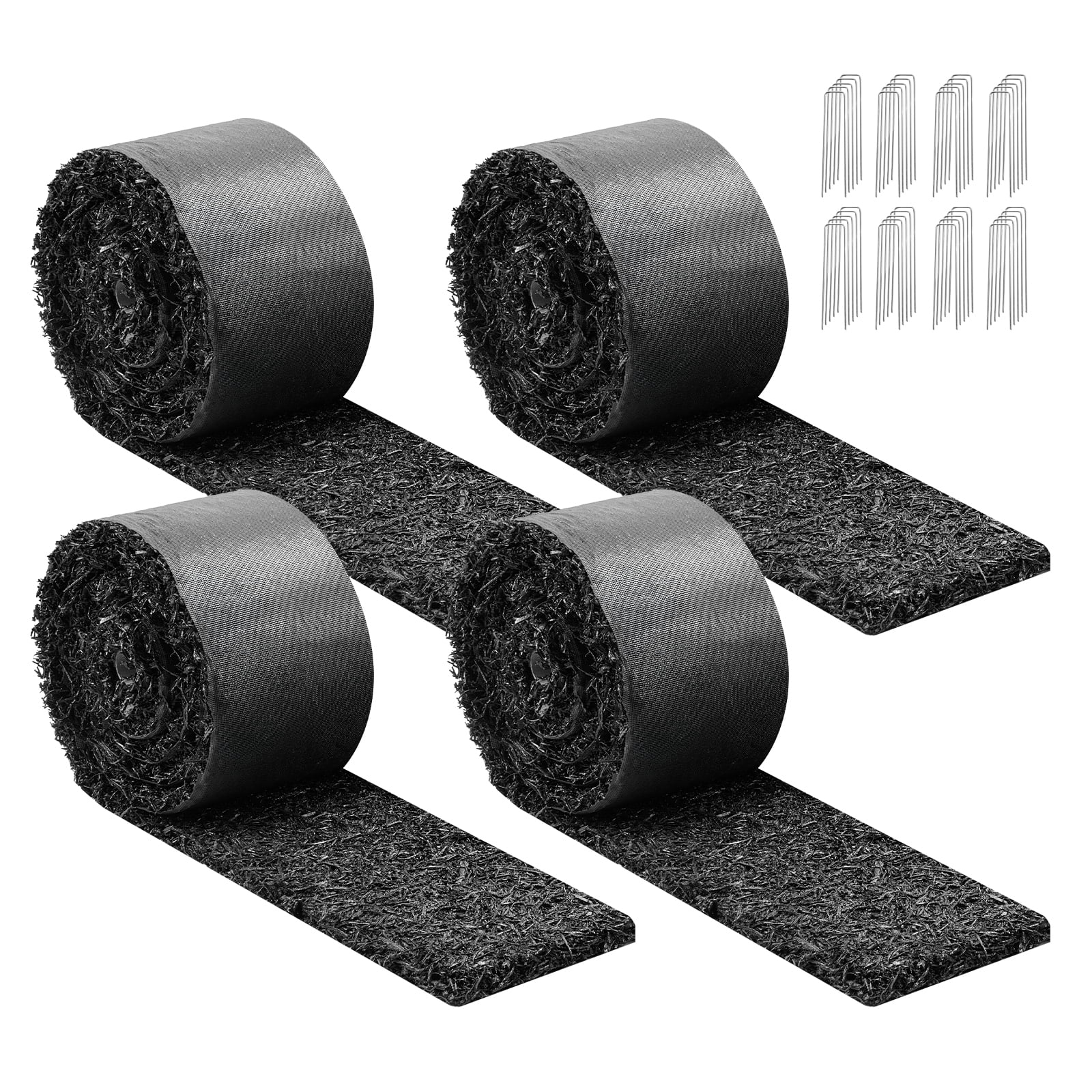 KFFKFF Rubber Mulch Mat Roll, 4 Rolls 120 x 4.5 in, Recycled Rubber ...