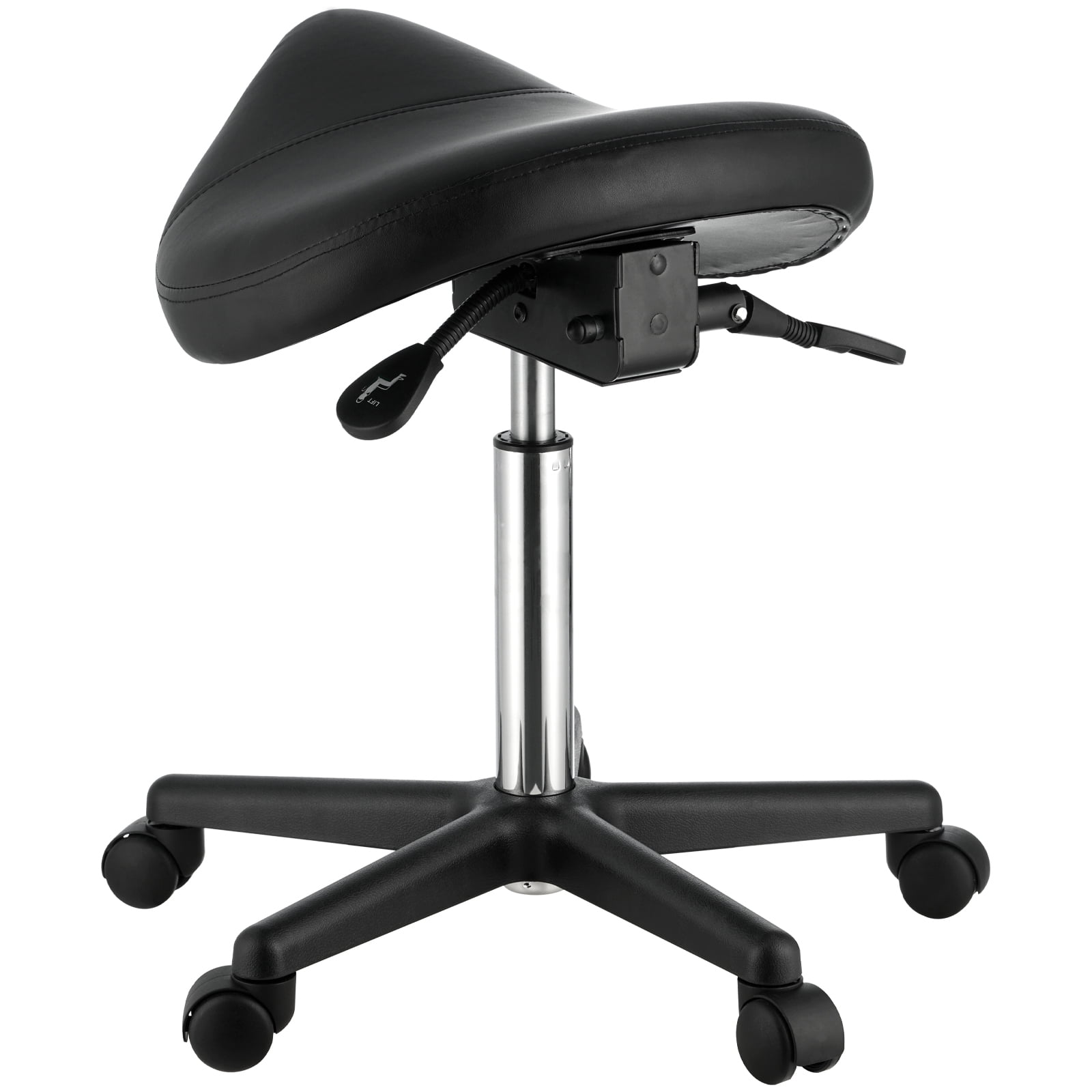KFFKFF Saddle Stool with Wheels, 400lbs Weight Capacity, Height ...