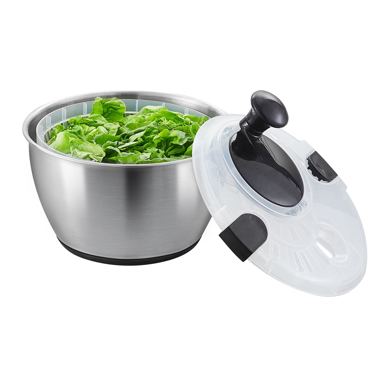 KFFKFF Salad Spinner in Stainless Steel, 4.75Qt, Simple One-Hand ...