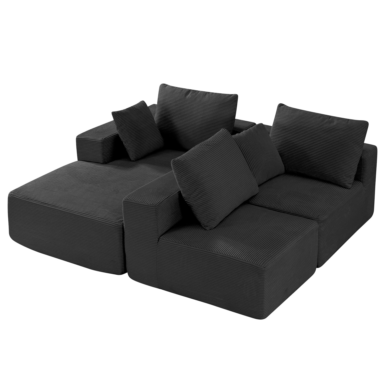 KFFKFF Sectional Sofa Set, L-Configured Modular Seating with Lounger ...