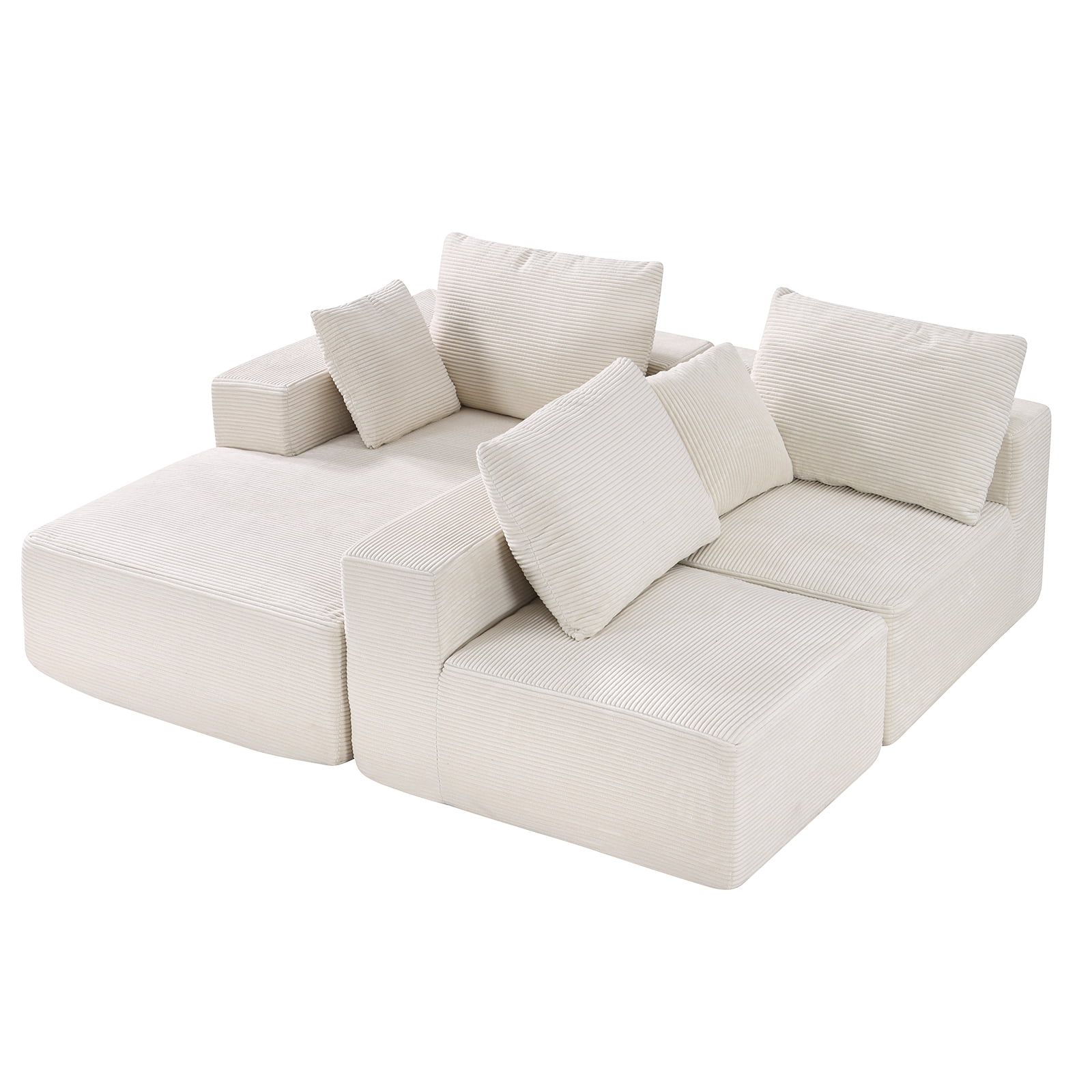 KFFKFF Sectional Sofa Set, L-Configured Modular Settee with Lounger ...