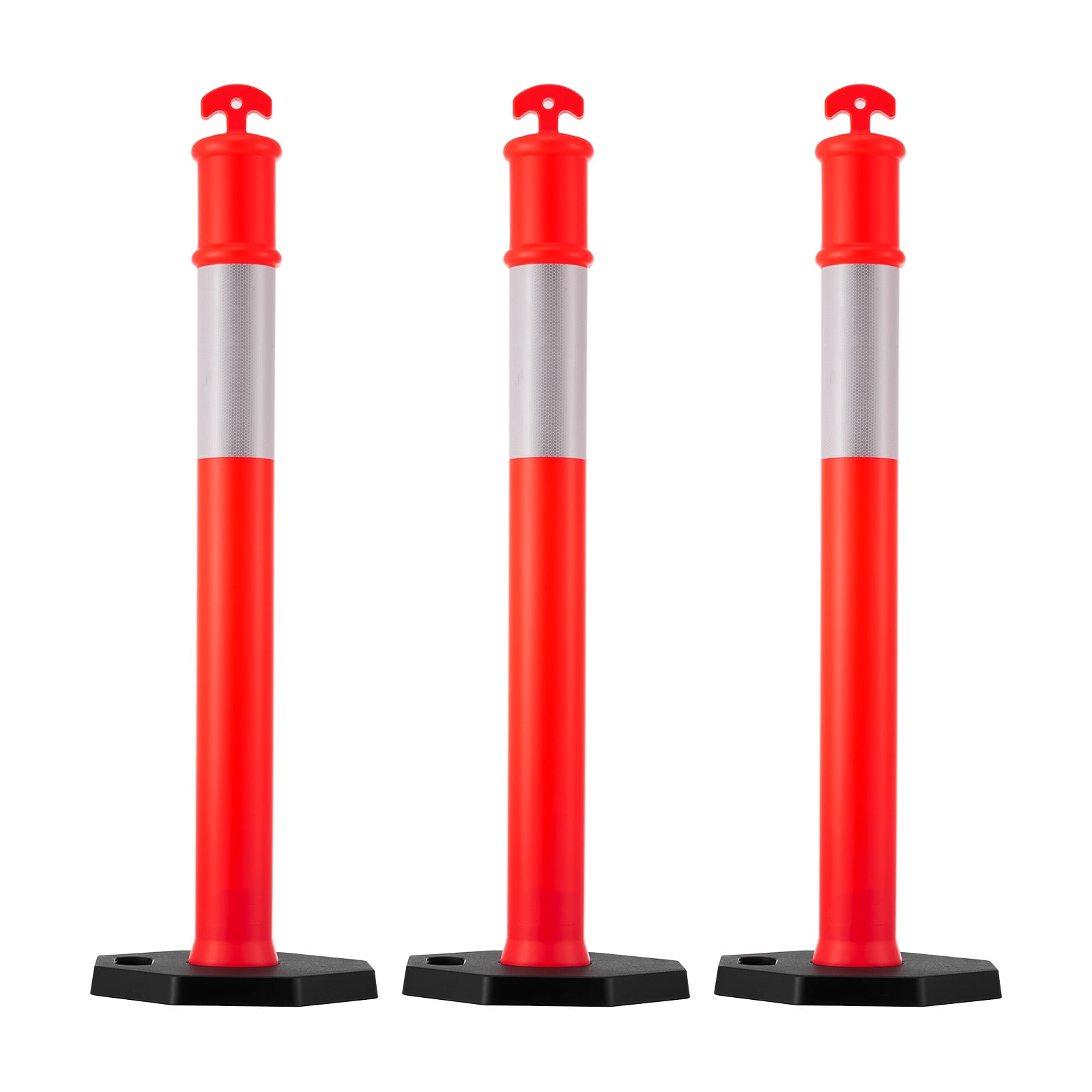 KFFKFF Set of 3 Traffic Delineator Posts, 48-inch Safety Cones with ...