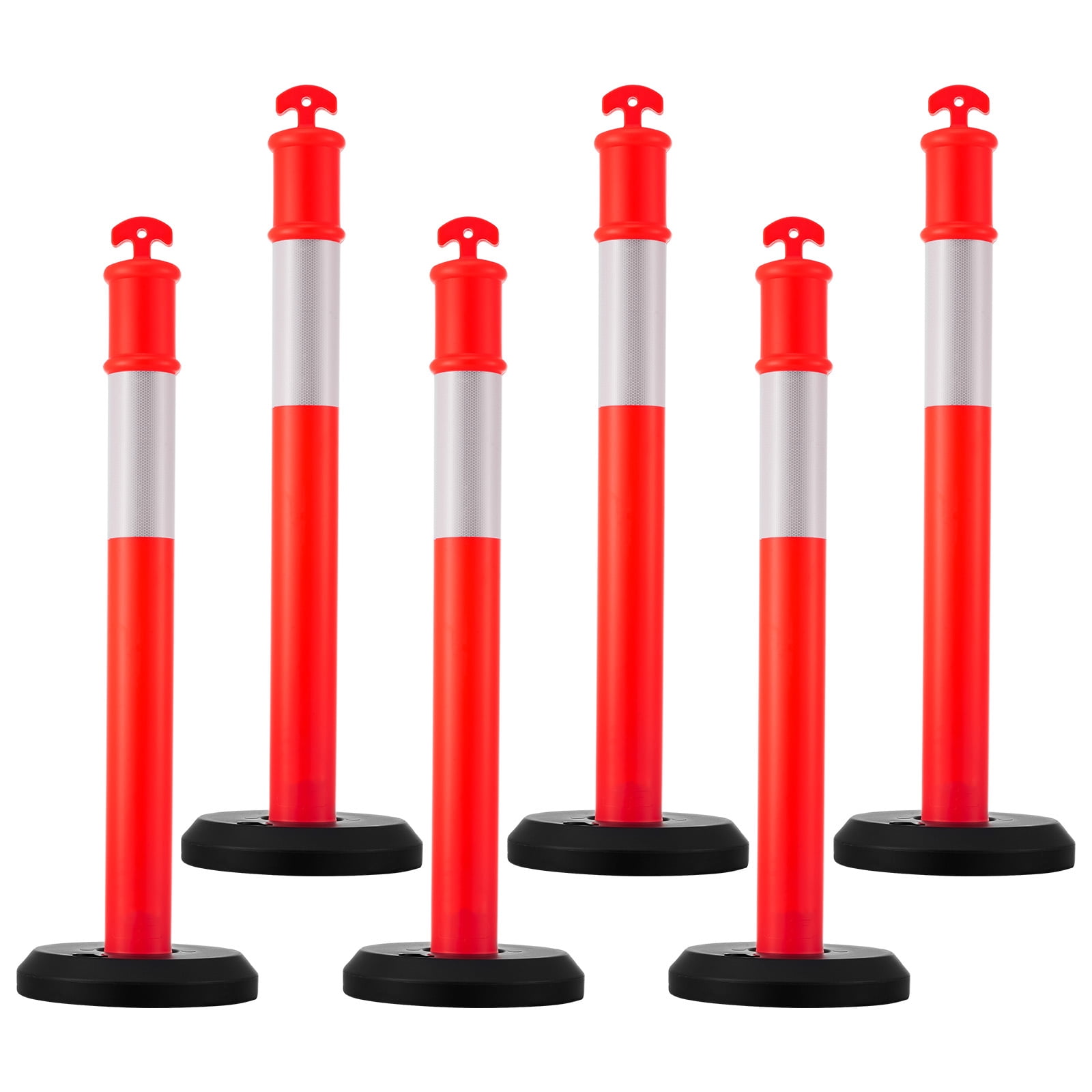 KFFKFF Set of 6 Traffic Delineator Posts, 48-Inch Safety Cones with ...