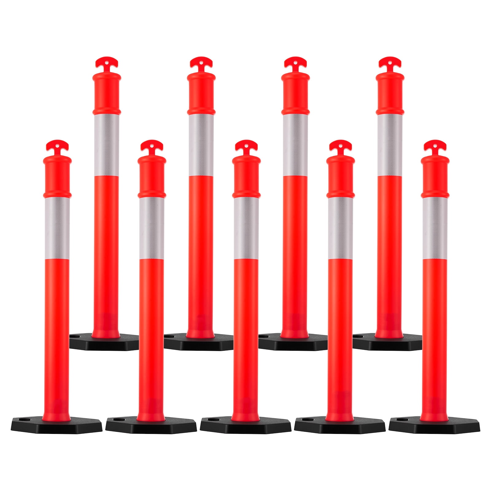 KFFKFF Set of 9 Traffic Delineator Posts, 48-inch Safety Cones with ...