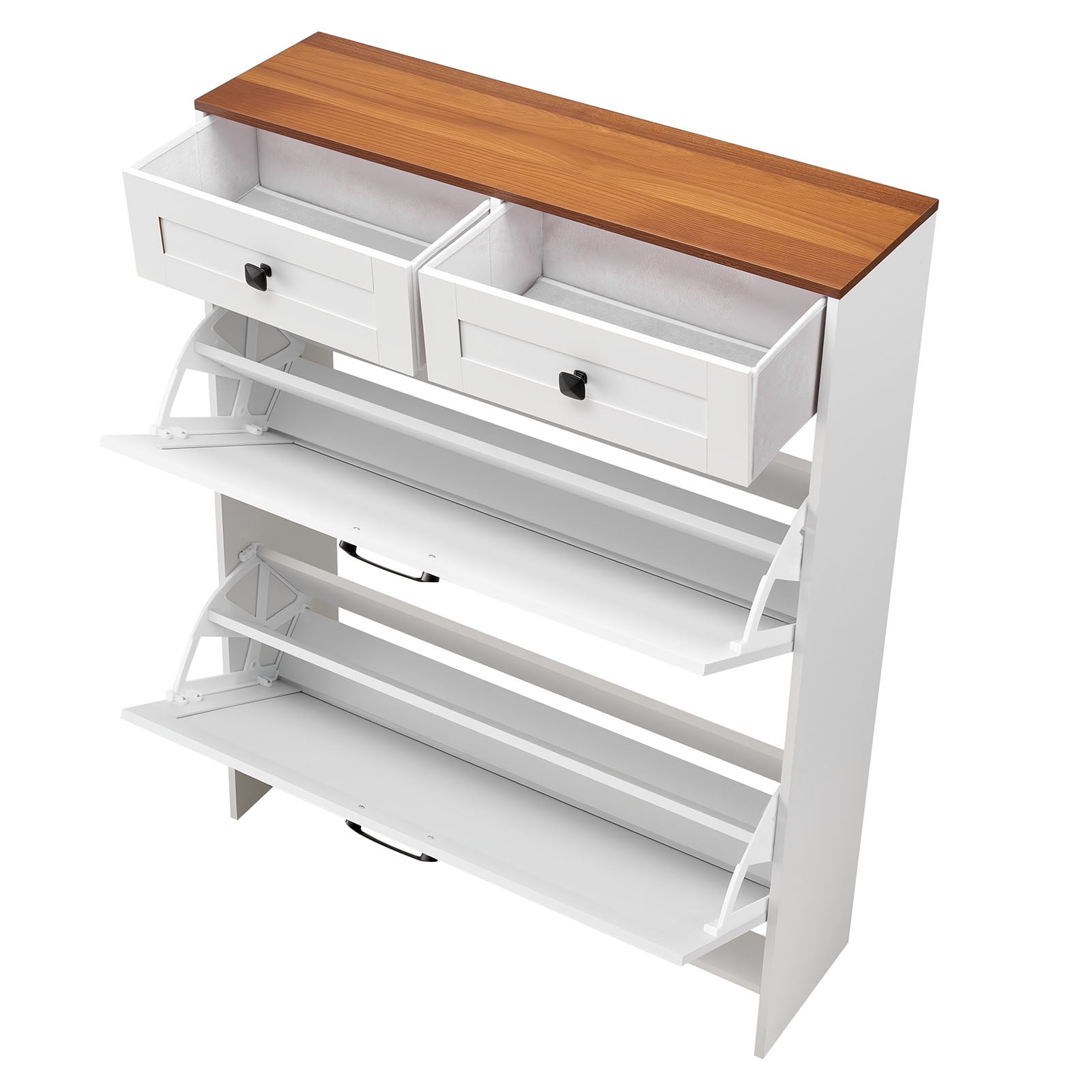 KFFKFF Shoe Cabinet with 2 Flip Drawers, Farmhouse Style Shoe Storage ...