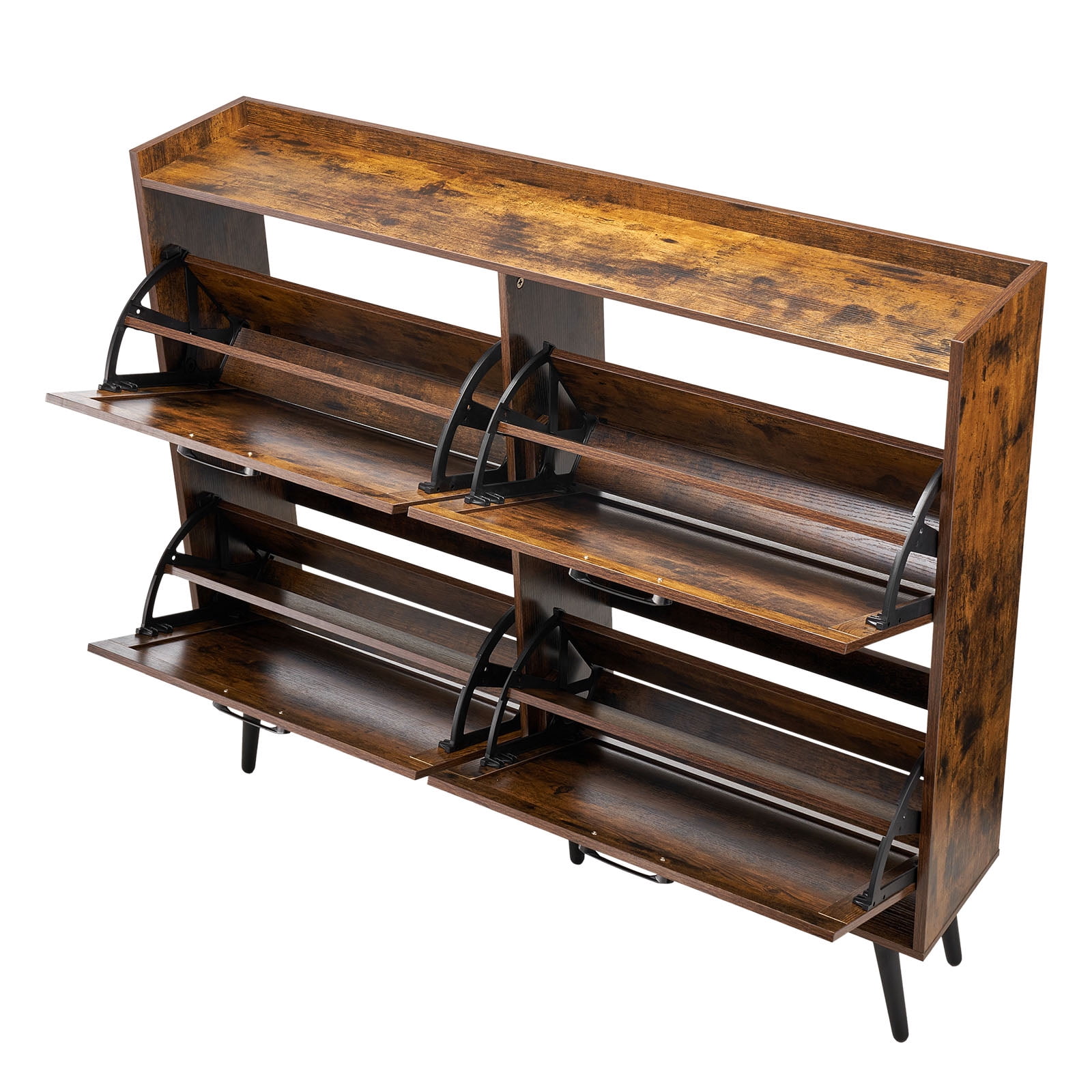 KFFKFF Shoe Cabinet with 4 Flip Drawers, Farmhouse Style Shoe Storage ...