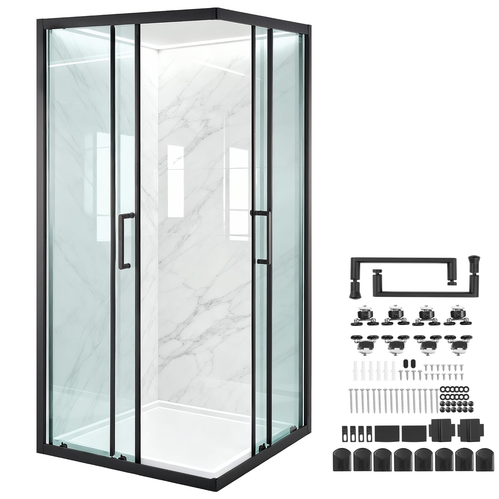 KFFKFF Shower Enclosure, 35 in. D x 35 in. W x 72 in. H, Corner Design ...