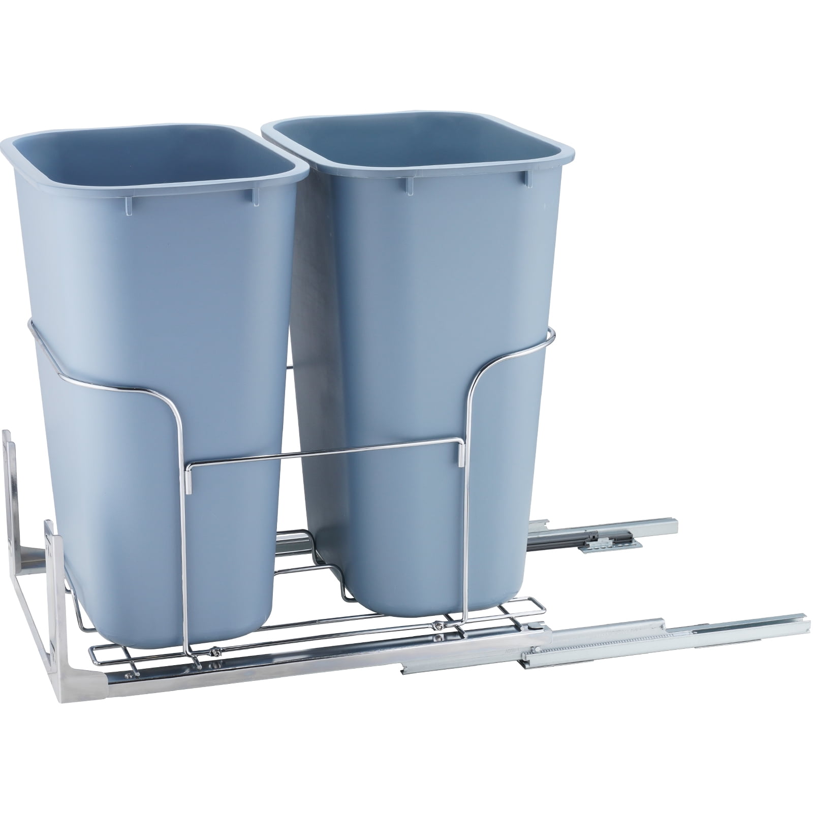 KFFKFF Slide-Out Waste Bin, Dual 35L Containers, Below Counter Trash ...