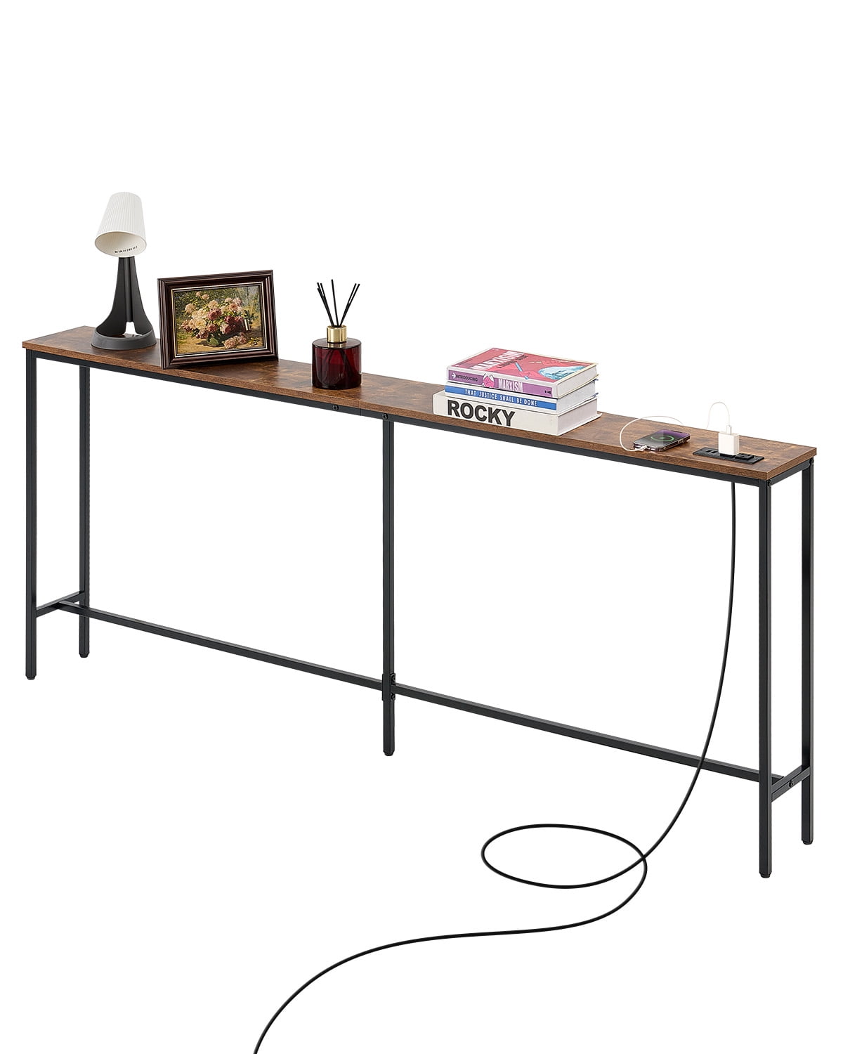 KFFKFF Slim Hallway Console Table, 70.9” Power Outlet Incorporated ...