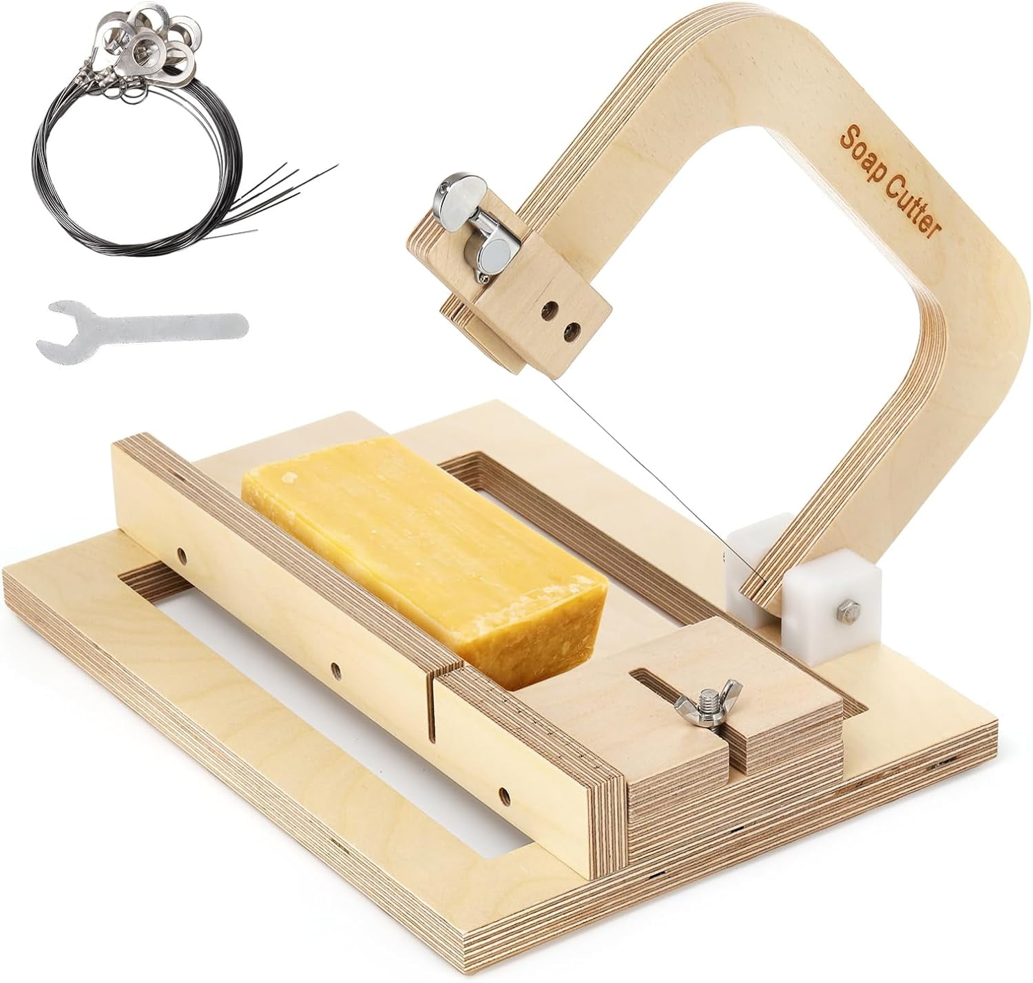 KFFKFF Soap Cutter, 0-2 inch Adjustable Thickness, Bamboo Soap Slicer ...