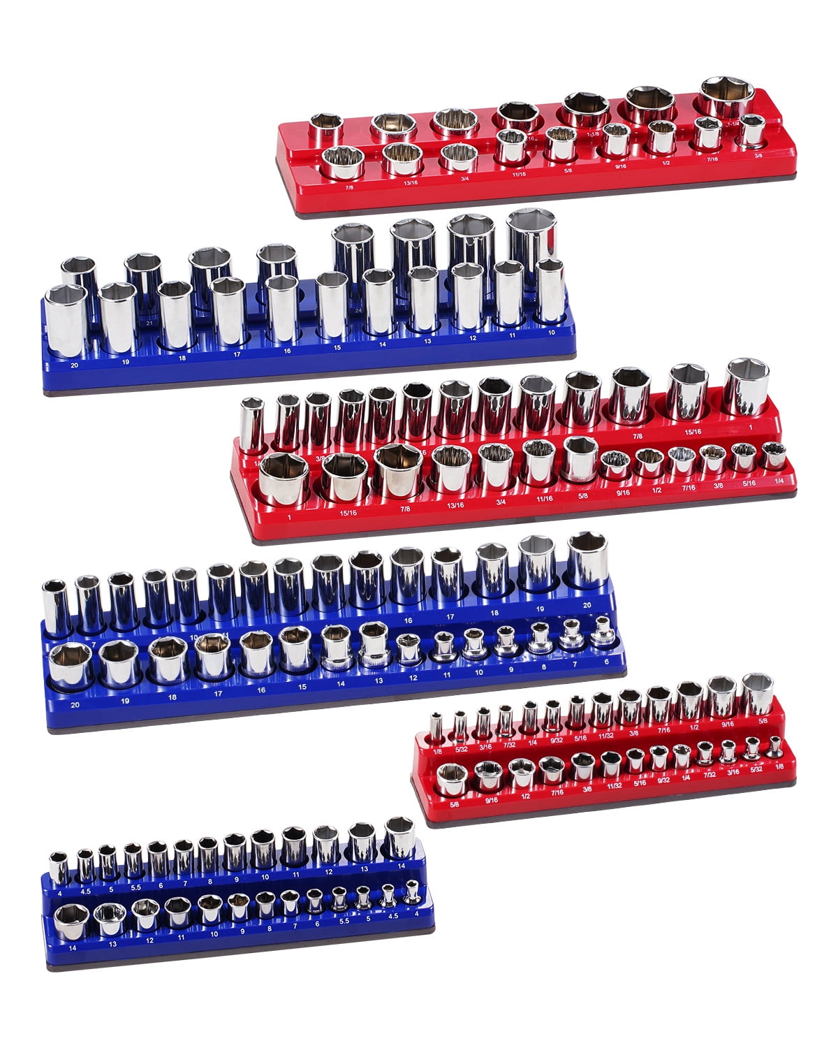 KFFKFF Socket Organizer Kit, Set of 6, Socket Holders for 1/4'', 3/8 ...