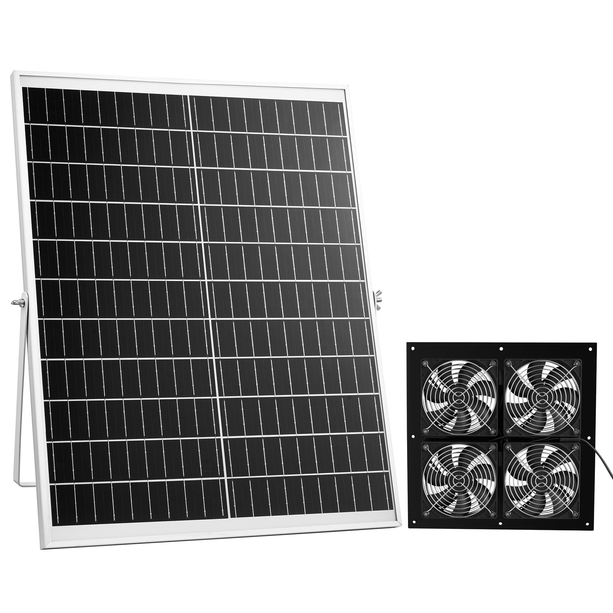 KFFKFF Solar-Powered Ventilation Kit, 25W Panel with 4 High-Speed Fans ...