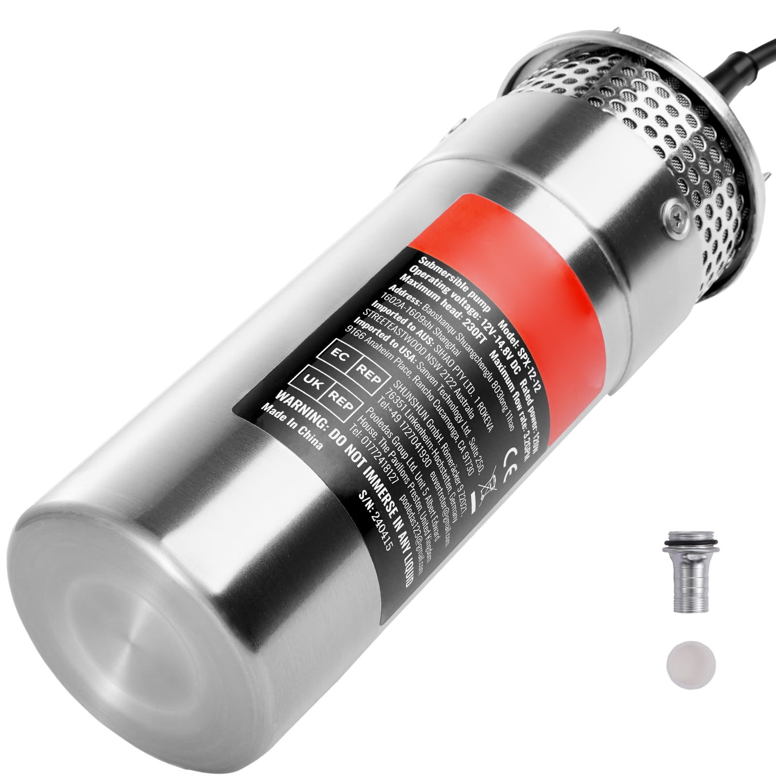 KFFKFF Solar-Powered Water Pump, Submersible Deep Well Pump with 12V DC ...