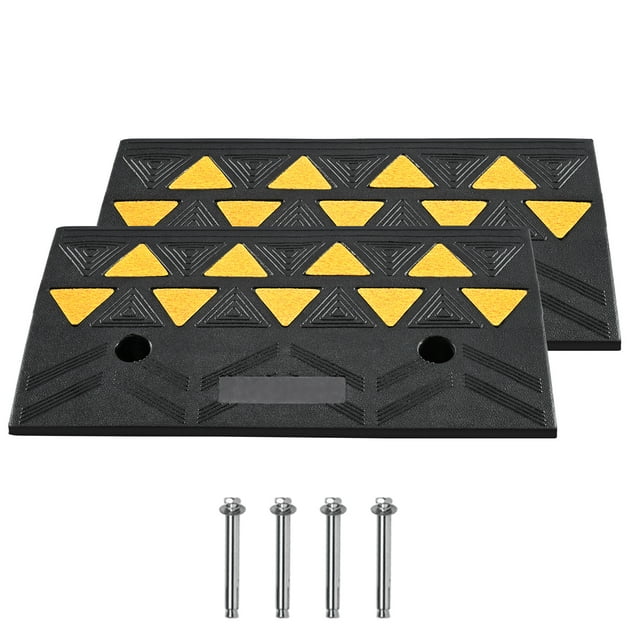 KFFKFF Solid Rubber Ramp Set of 2, Elevates 4.3", Robust 33069 lbs/15 T ...