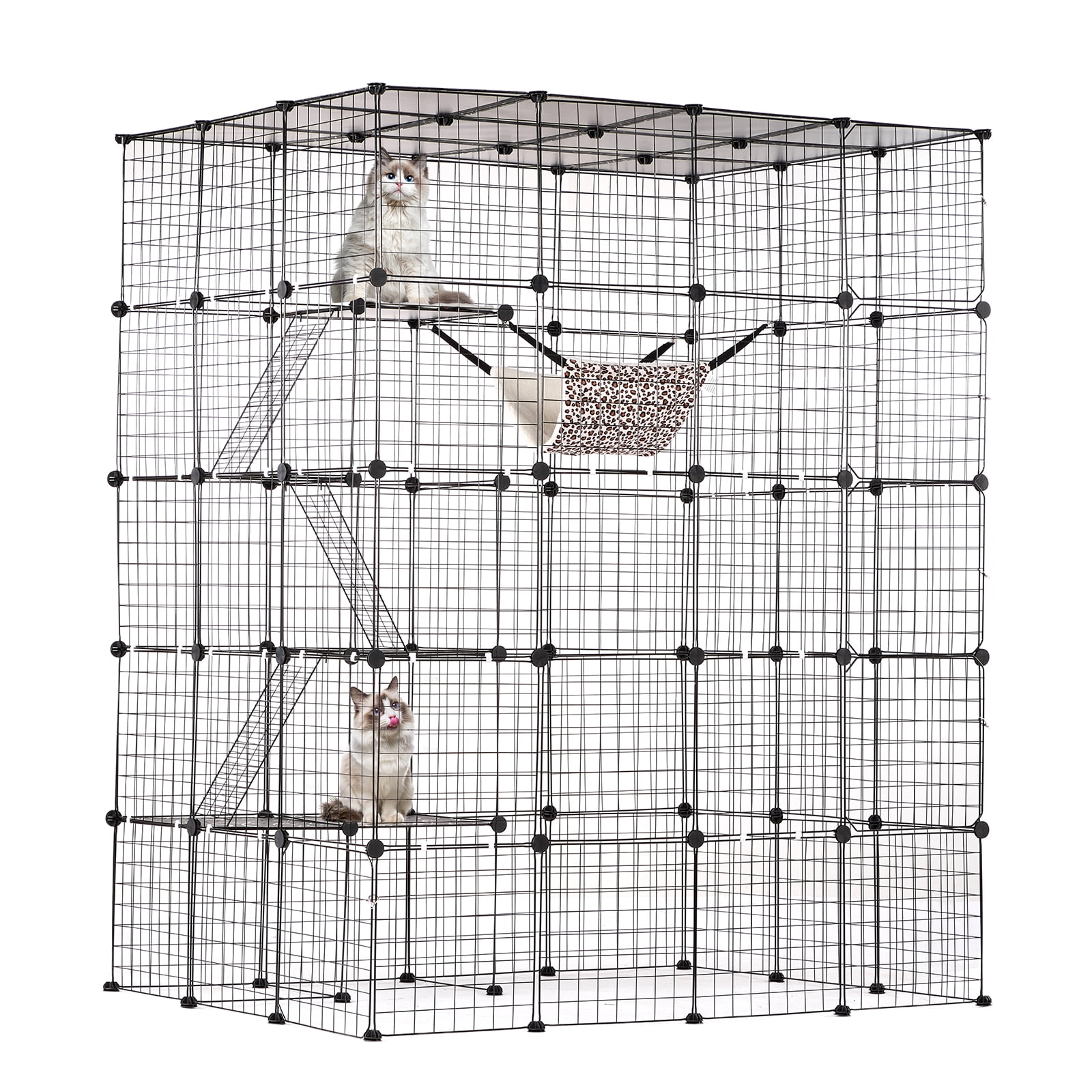 KFFKFF Spacious 4-Level Cat Habitat, Dimensions 54 x 41 x 69", Modular ...