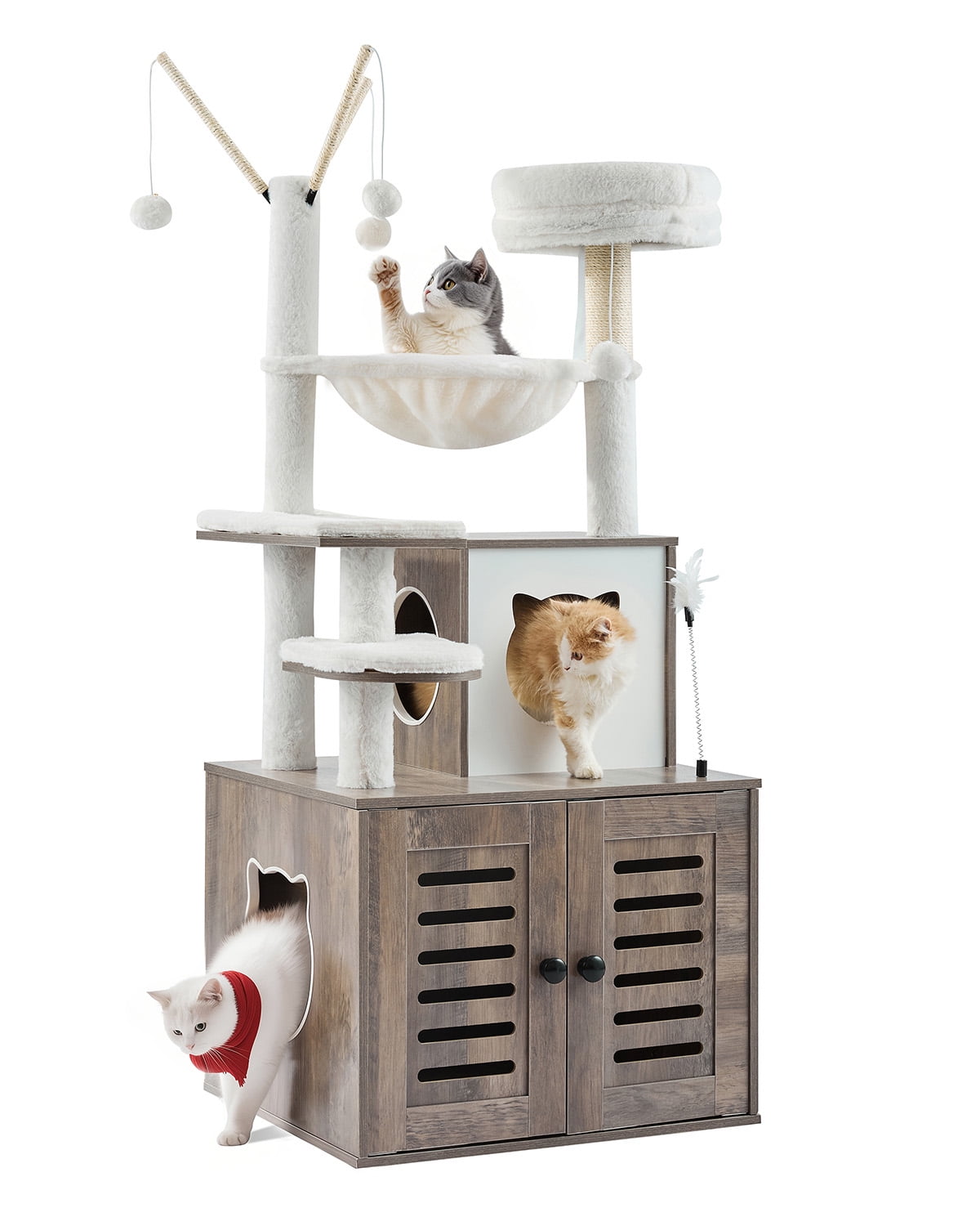 KFFKFF Spacious Cat Structure with Hidden Litter Area, Standing at 54. ...
