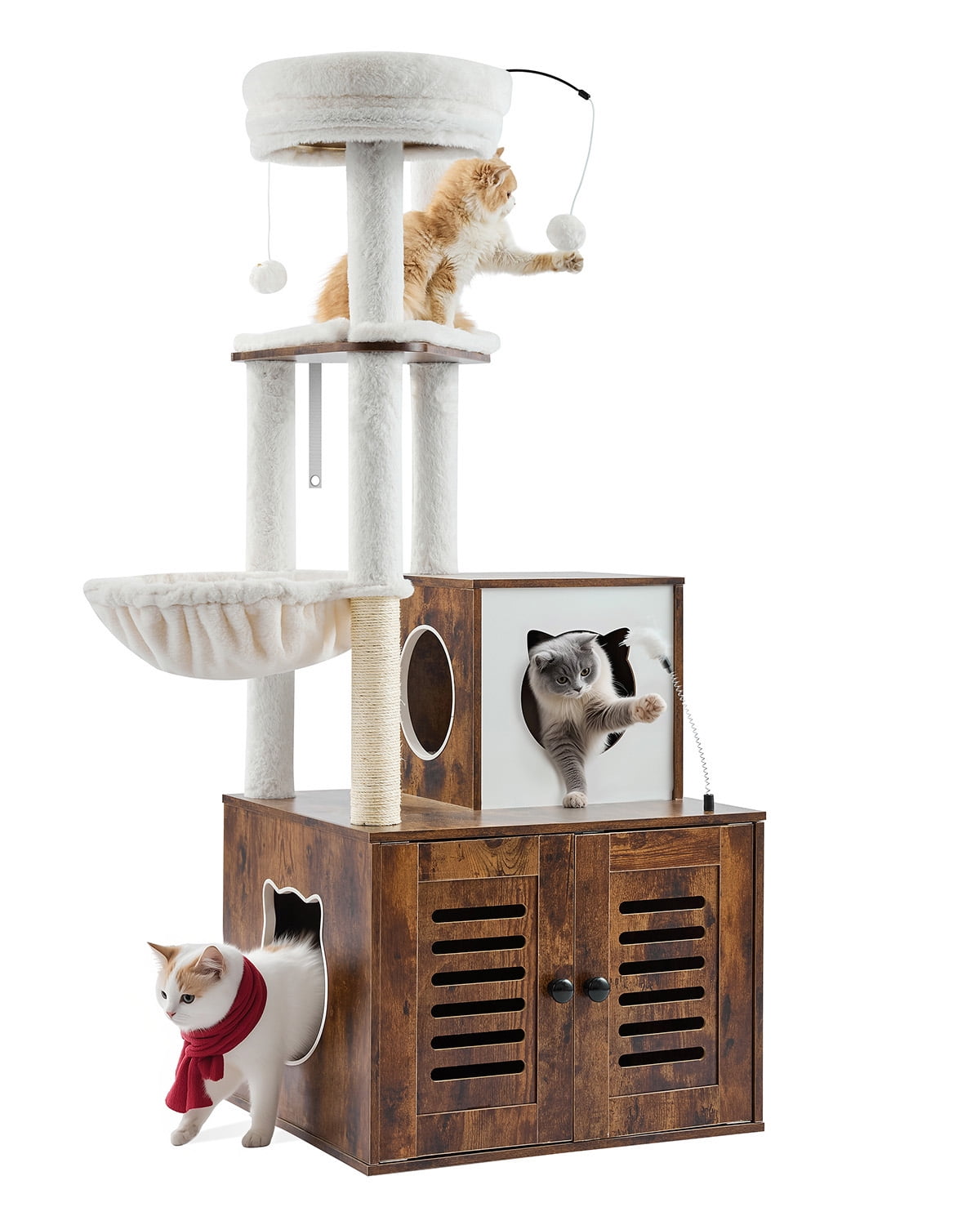KFFKFF Spacious Cat Structure with Hidden Litter Space, Stands at 55.12 ...