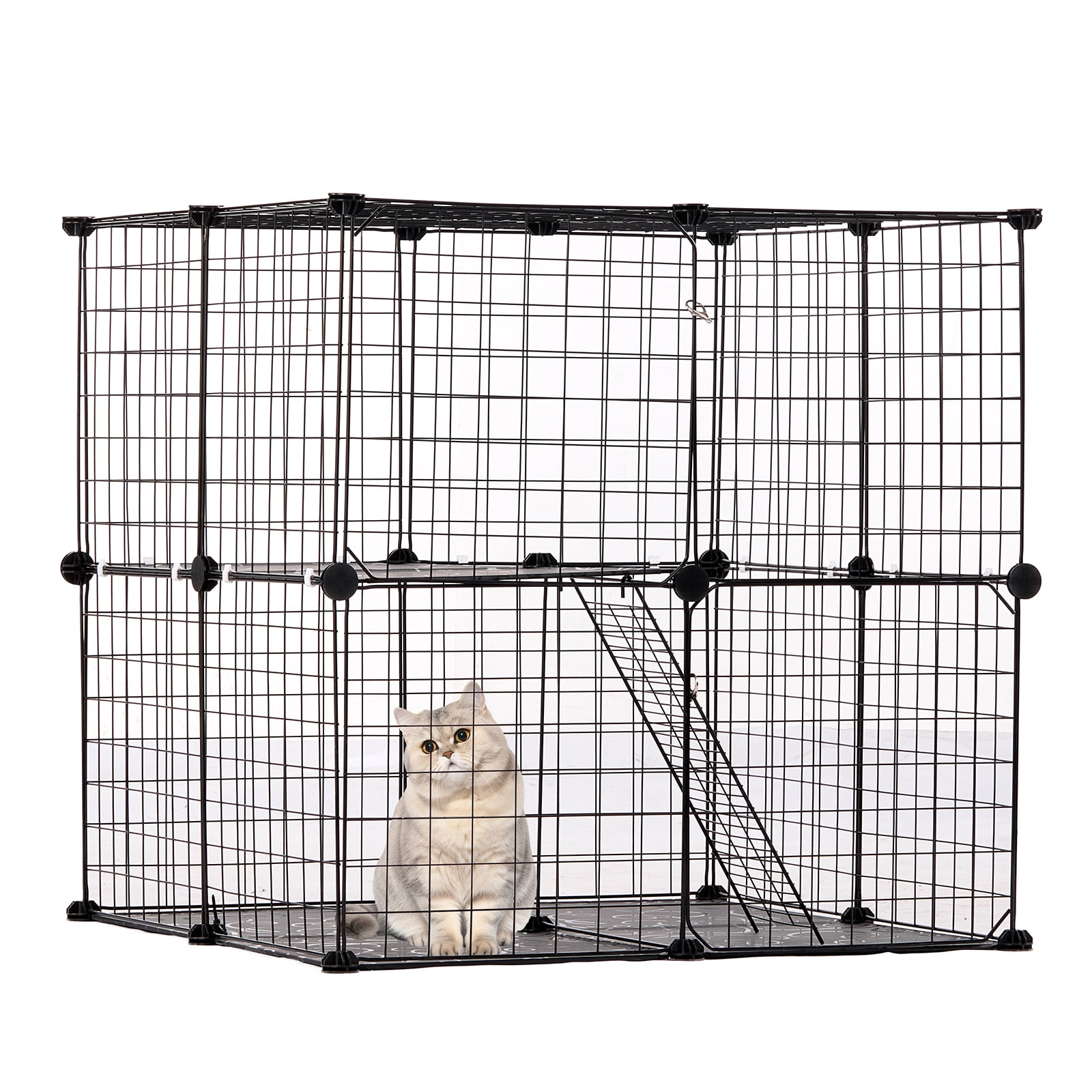 KFFKFF Spacious Double-Deck Cat Pen, Dimensions 28 x 28 x 28 ...