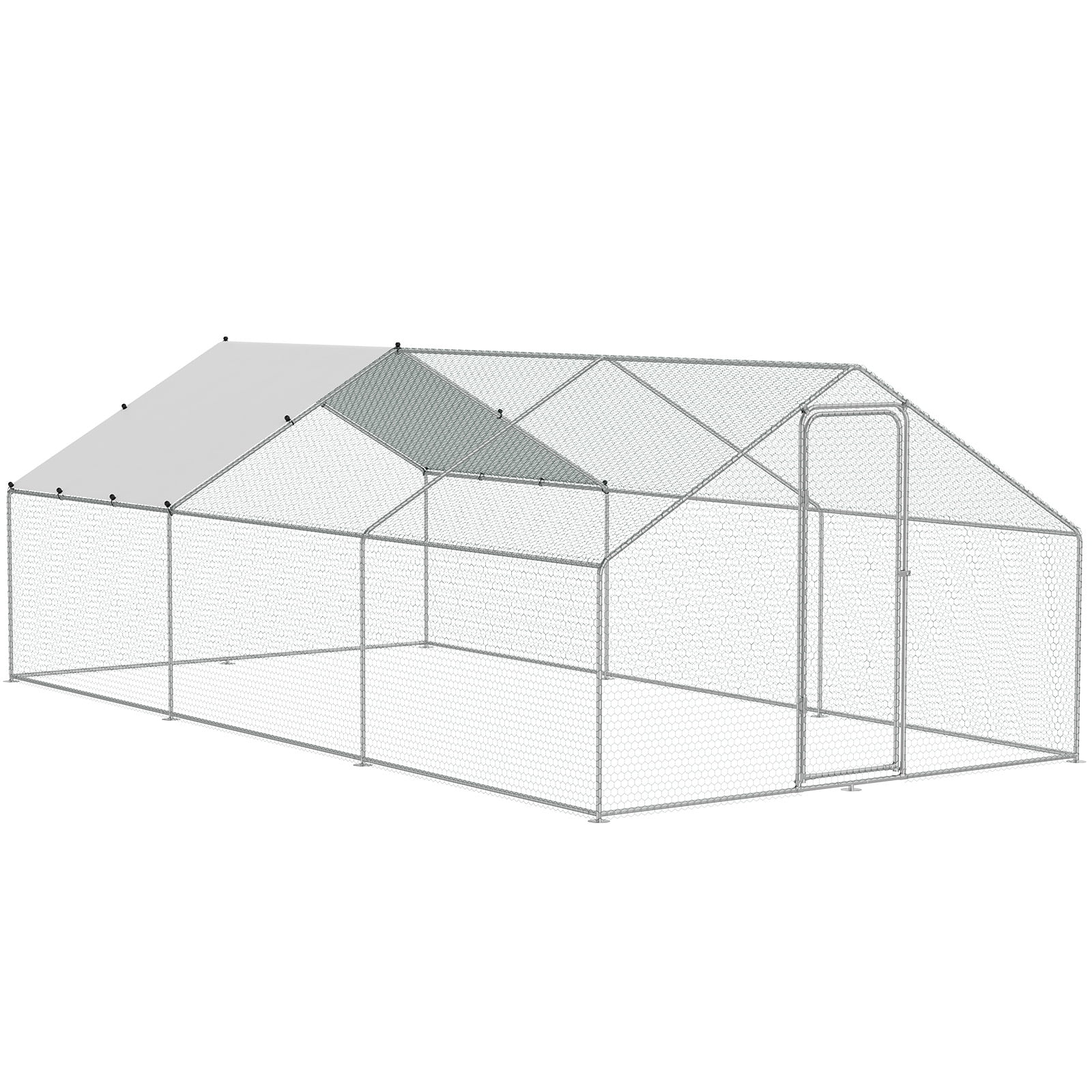 KFFKFF Spacious Metallic Poultry Enclosure, Dimensions 9.8x19.3x6.5 ft ...