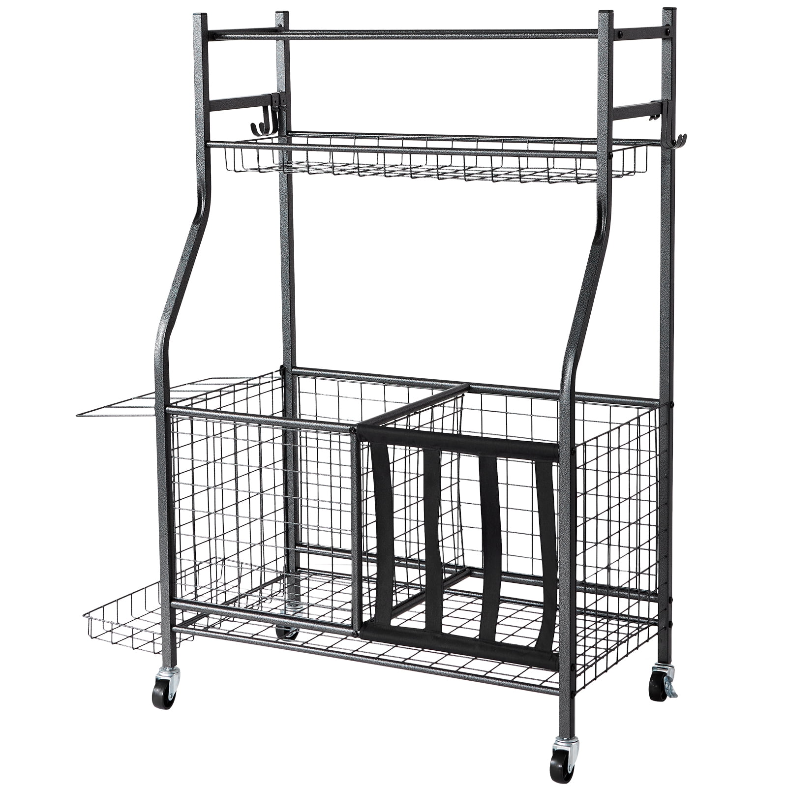 KFFKFF Sports Gear Storage Unit, Mobile Ball Organizing Cart with ...