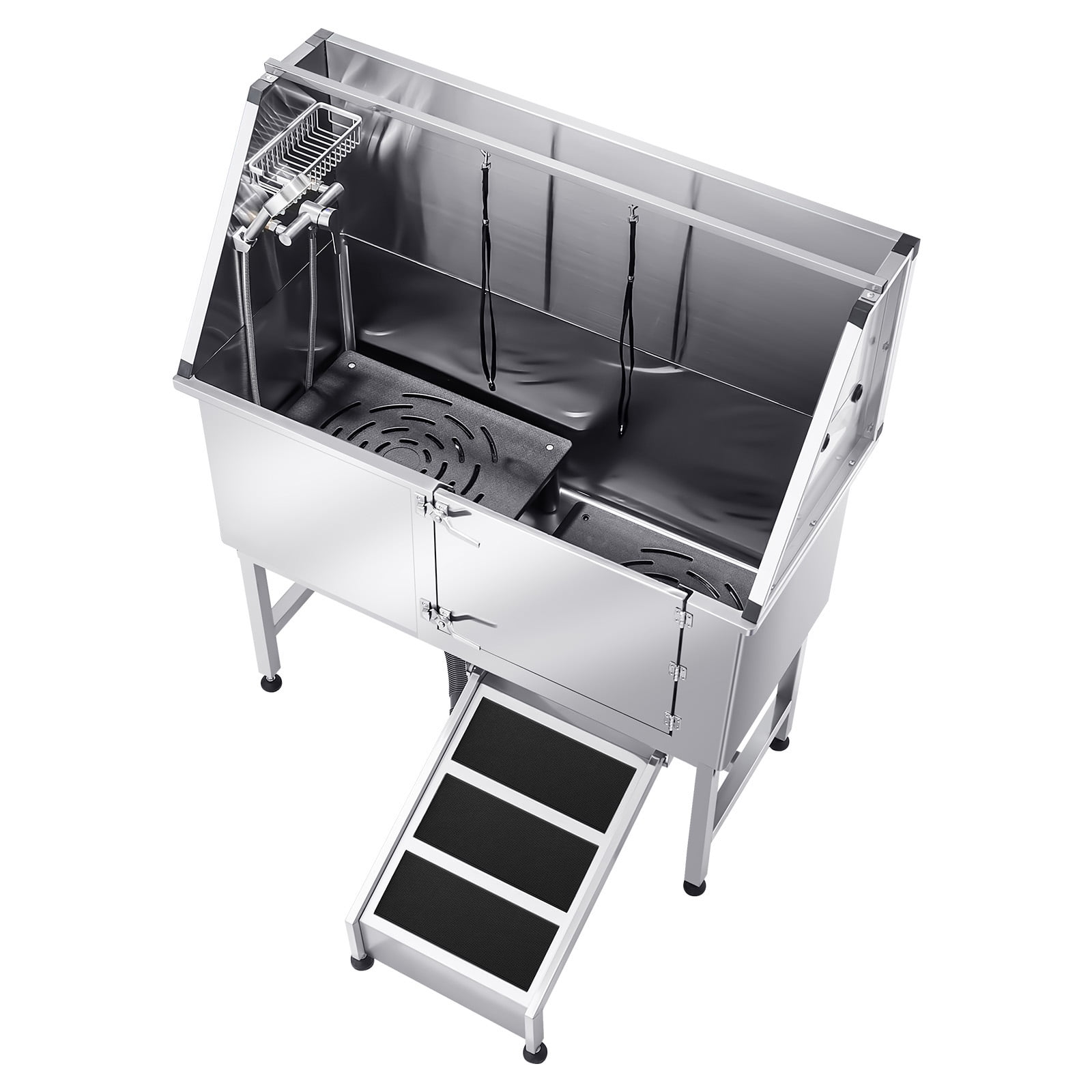 KFFKFF Stainless Steel Pet Washing Station, 50 inch Grooming Tub with ...