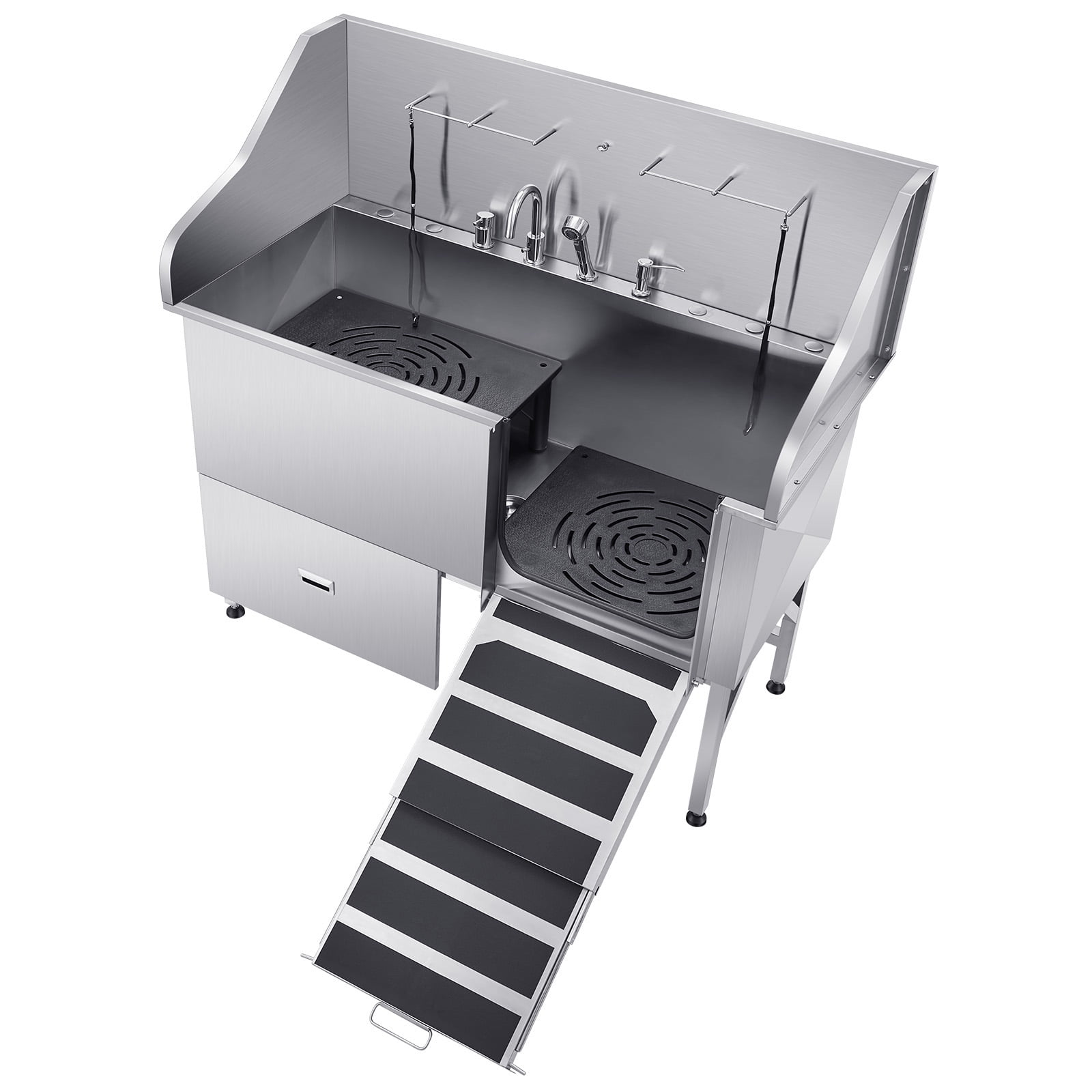 KFFKFF Stainless Steel Pet Washing Station, 61-inch Grooming Tub with ...