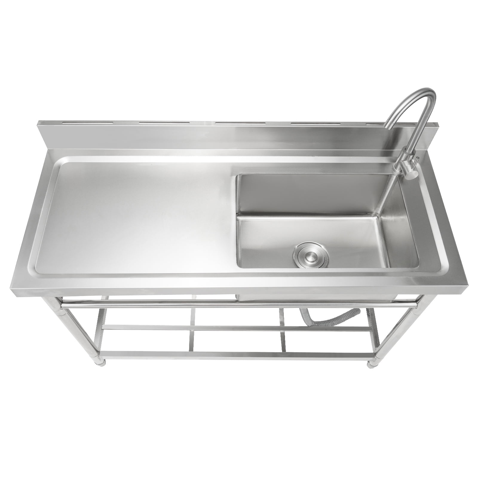 KFFKFF Stainless Steel Utility Sink, 1 Compartment Free Standing Sink ...