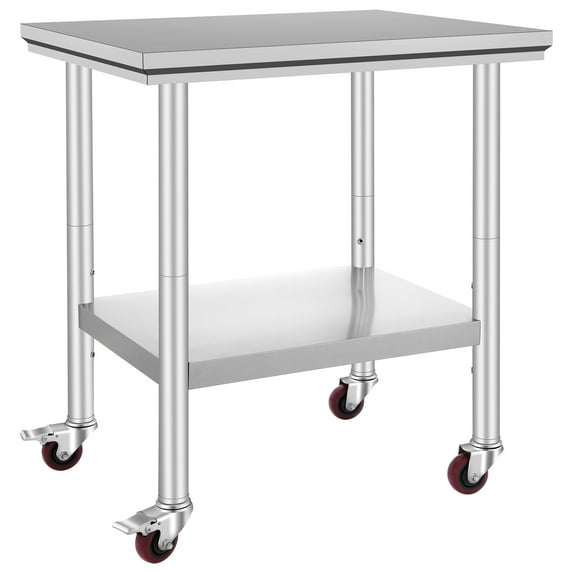 KFFKFF Stainless Steel Work Table with Wheels 24 x 30 Prep Table with ...