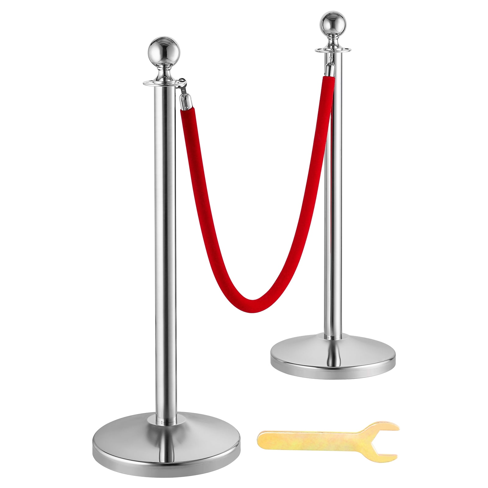 KFFKFF Stanchion Set with Red Velvet Rope, 4-Pack Event Line Management ...