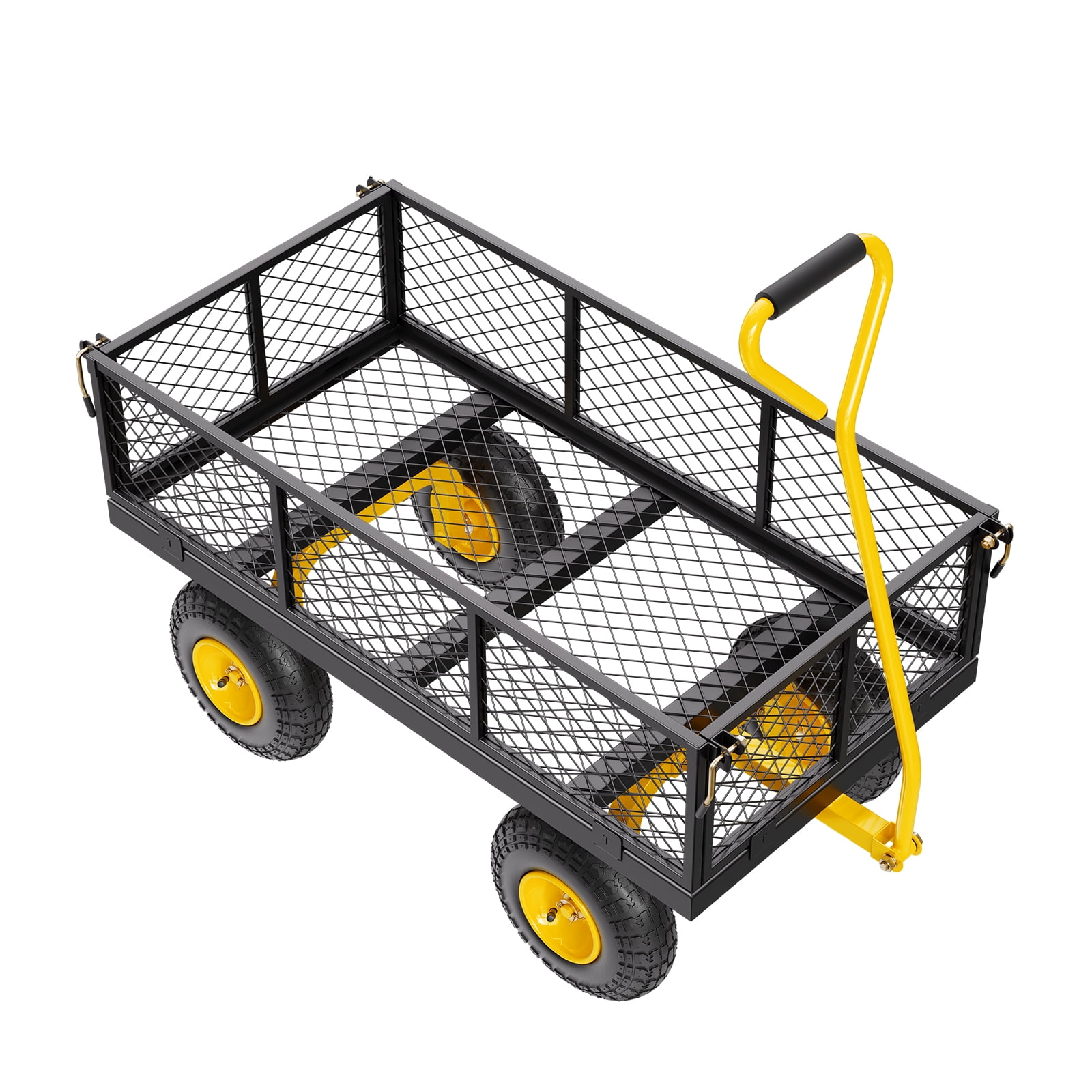 KFFKFF Mesh Steel Garden Cart 900 Lbs, Metal Garden Trolley 38 x 22 ...