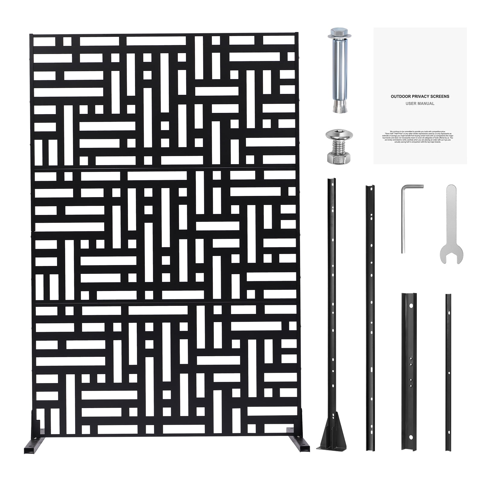 KFFKFF Steel Privacy Barrier, 47" Height x 76" Width, 3-Panel Outdoor ...