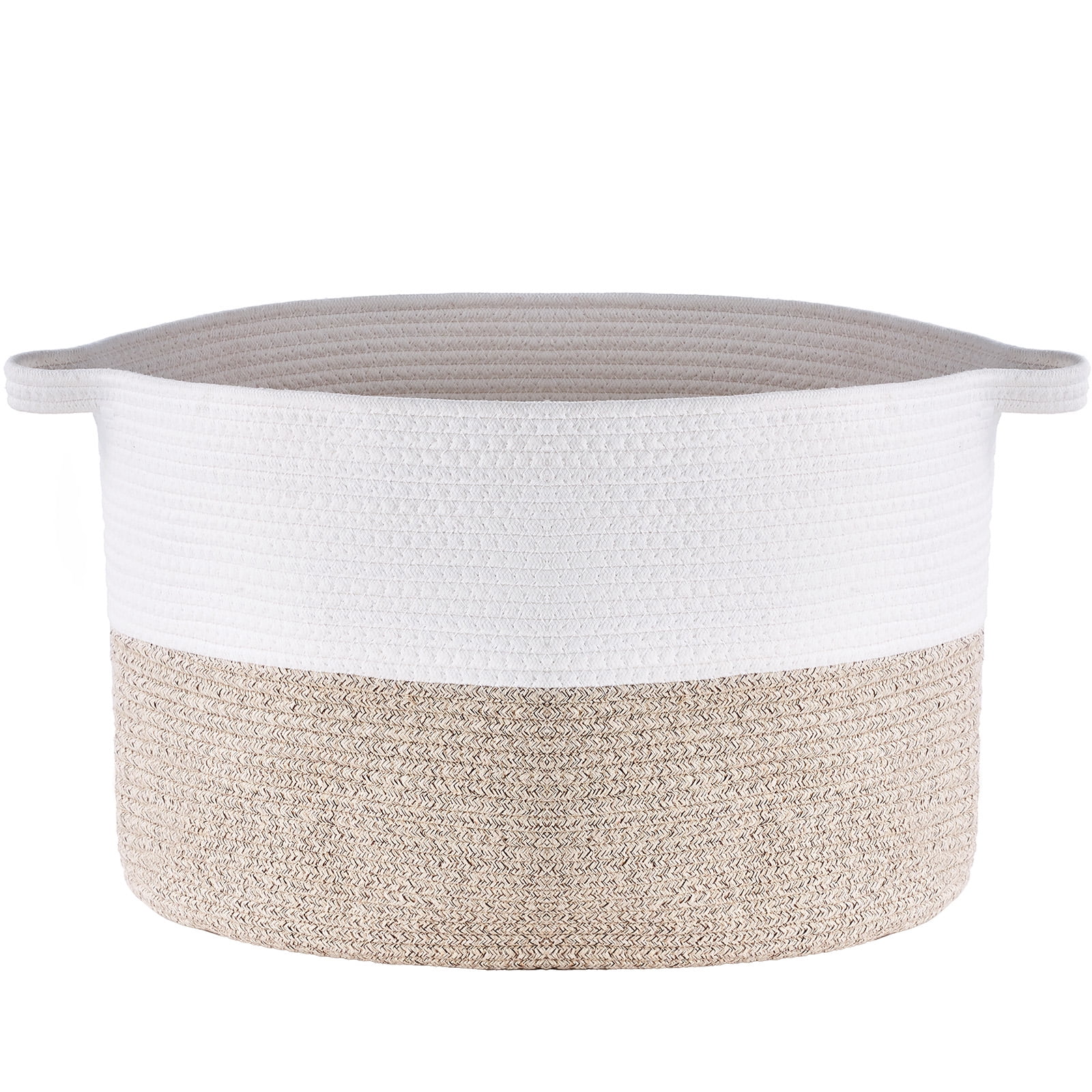 KFFKFF Cotton Rope Storage Basket, 67L, Handled Woven Bin, 20" x 13 ...