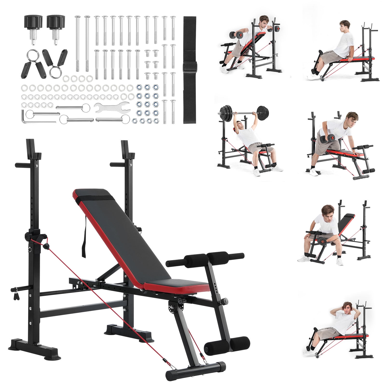 KFFKFF Strength Training Bench, Versatile Workout Bench with Adjustable ...