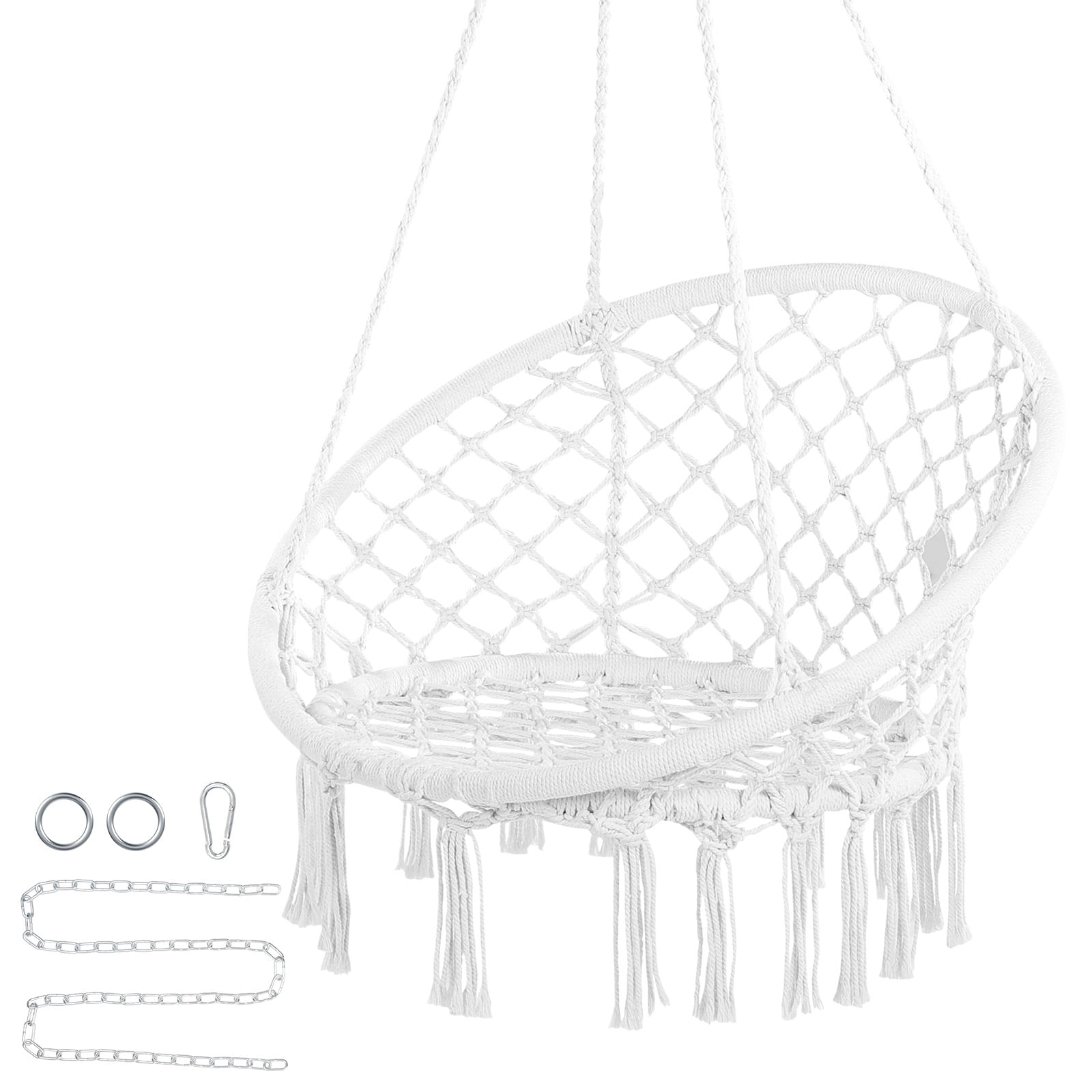 KFFKFF Suspended Hammock Swing Seat, Supports up to 330 Lbs, Macramé ...
