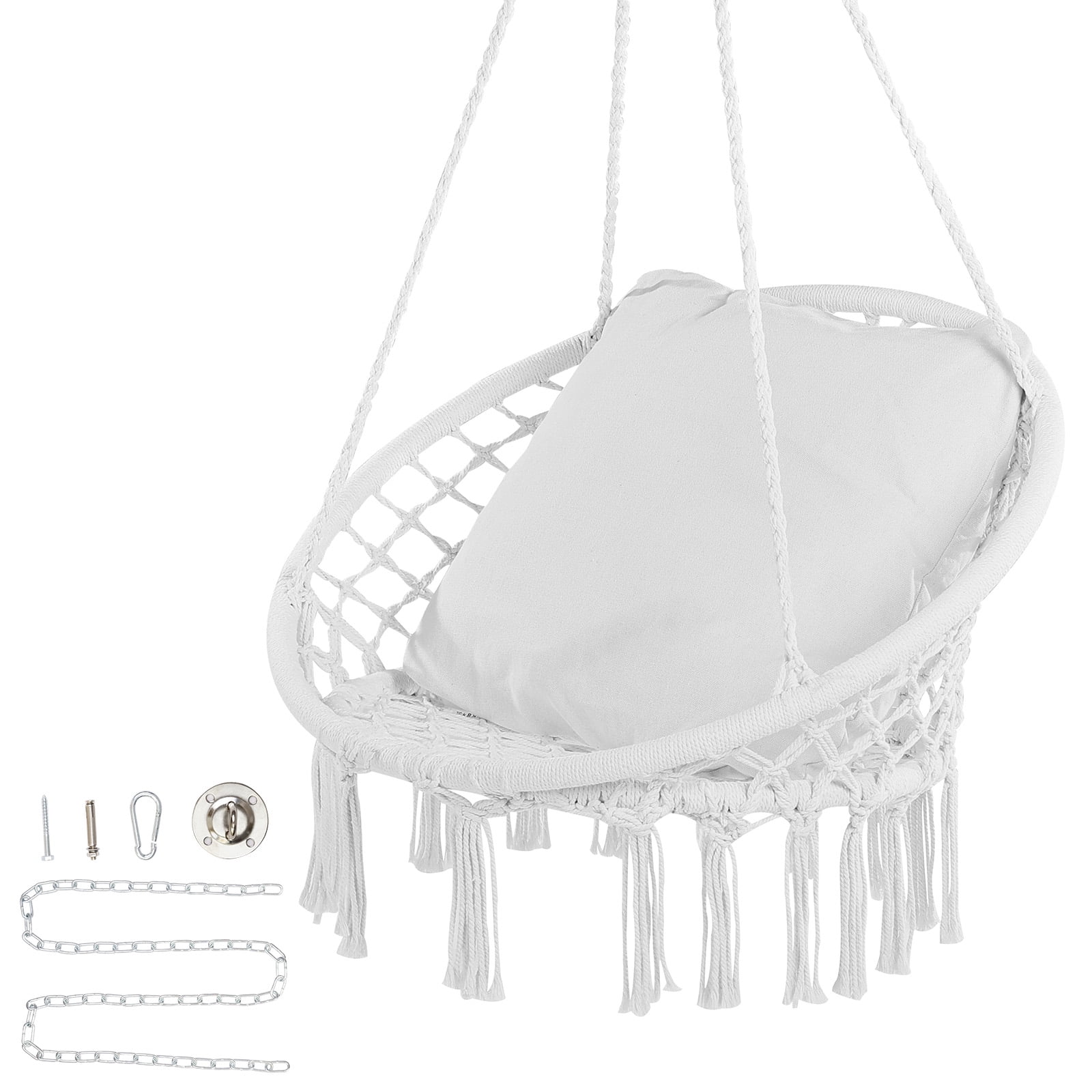 KFFKFF Suspended Hammock Swing Seat, Supports up to 330 lbs, Macramé ...