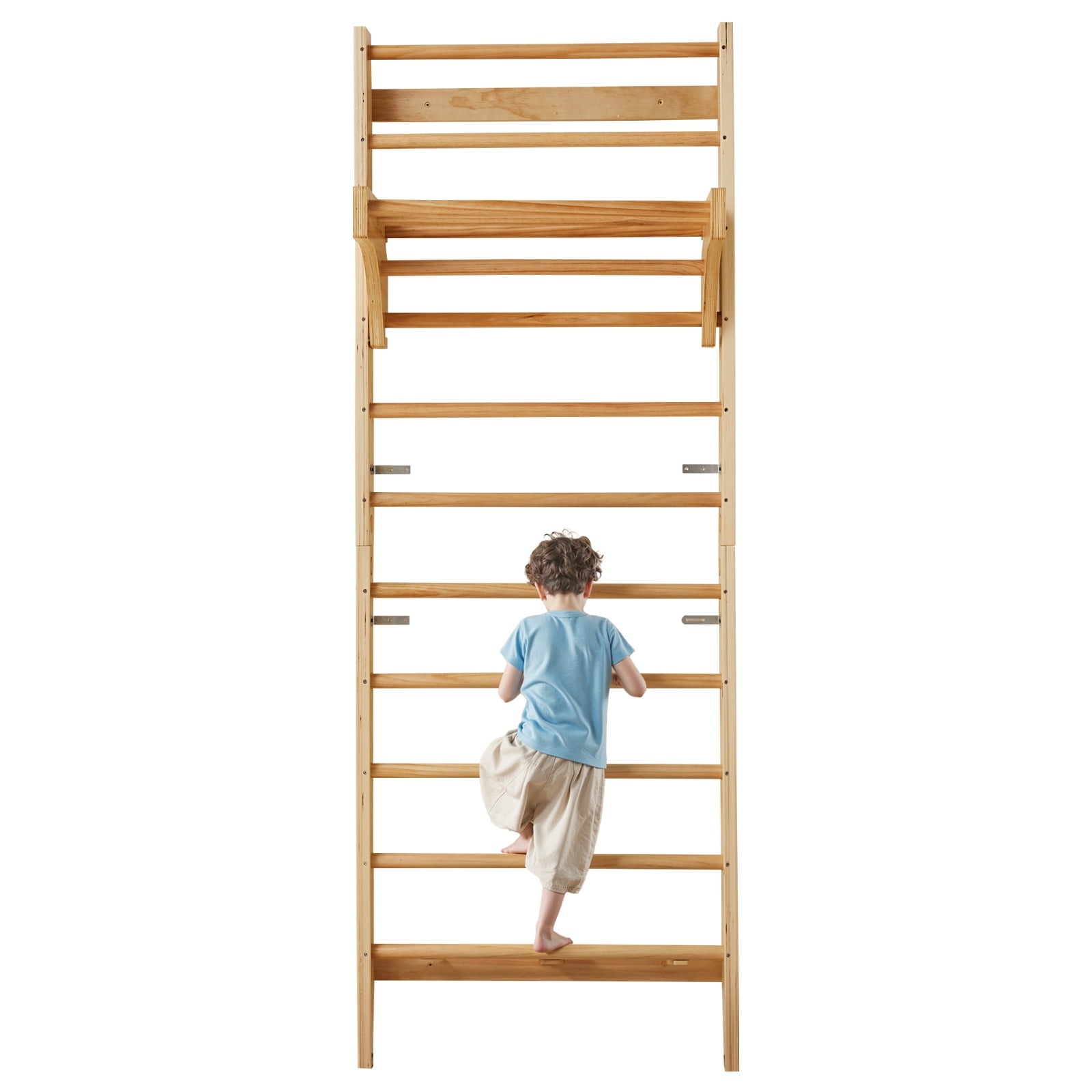 KFFKFF Swedish Wall Gym Ladder, Indoor Climbing Apparatus with 10 ...