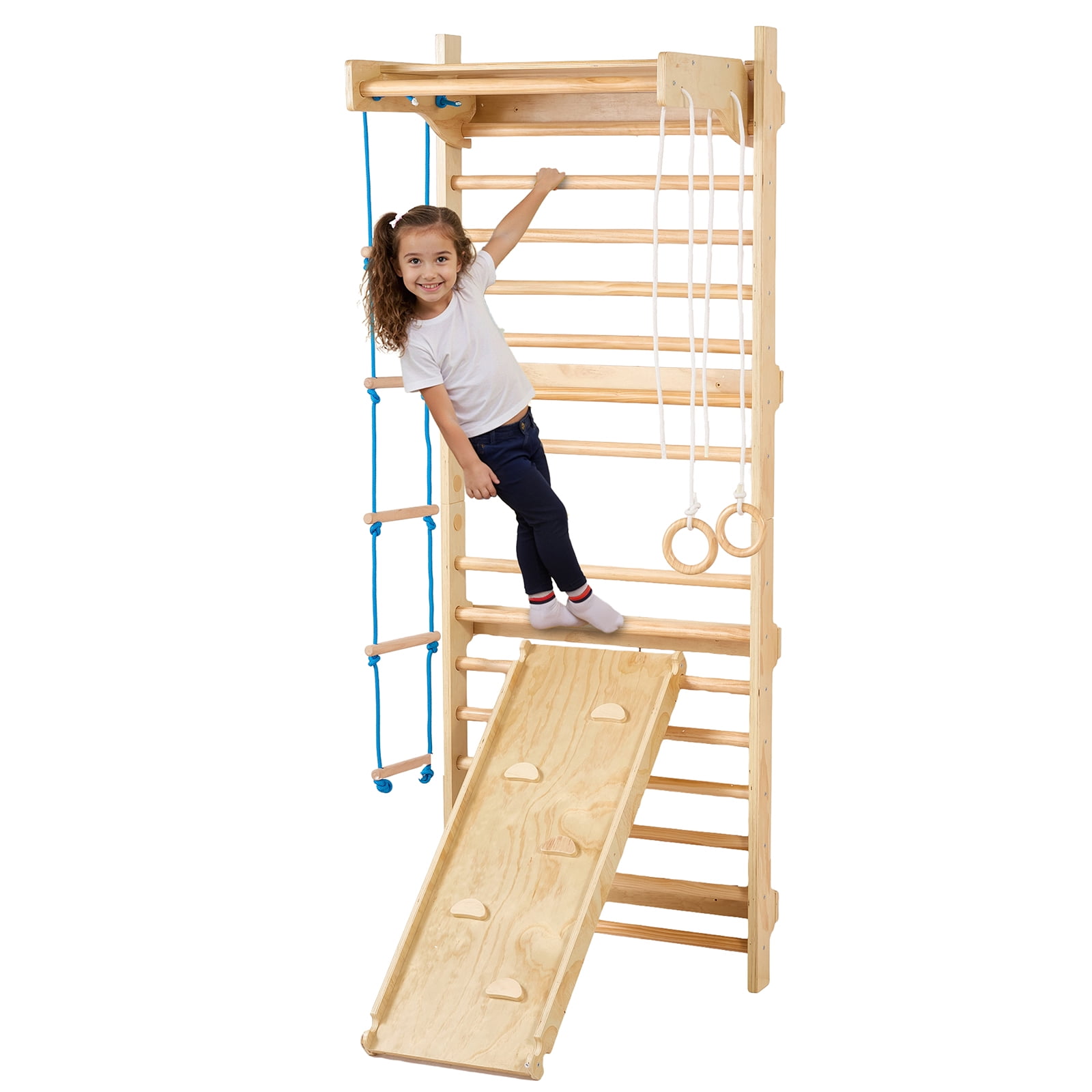 KFFKFF Swedish Wall Gym Ladder, Quintuple Function Indoor Wood Play ...