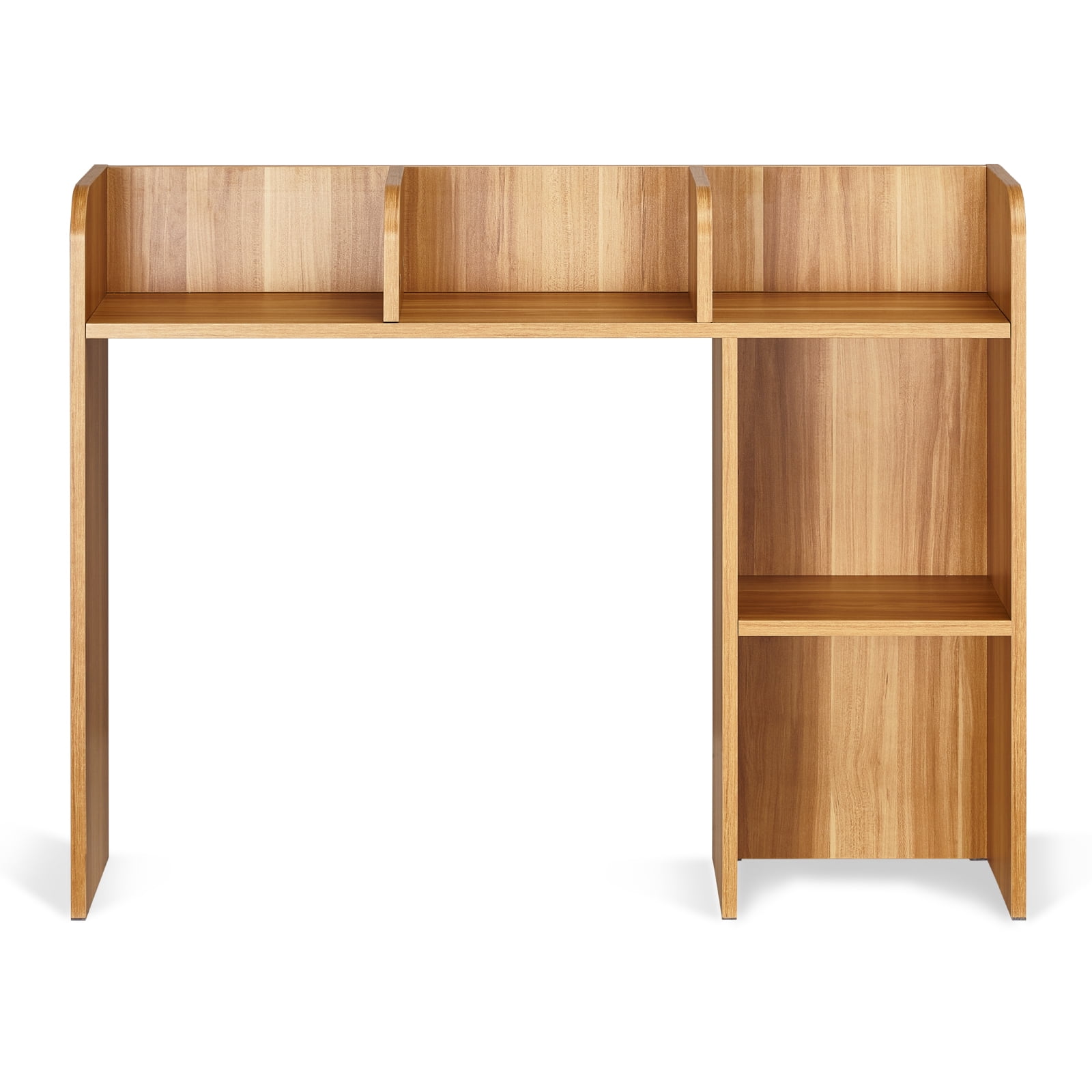 KFFKFF Tabletop Bookcase, Dual-Layer Wooden Desk Organizer, Dimensions ...