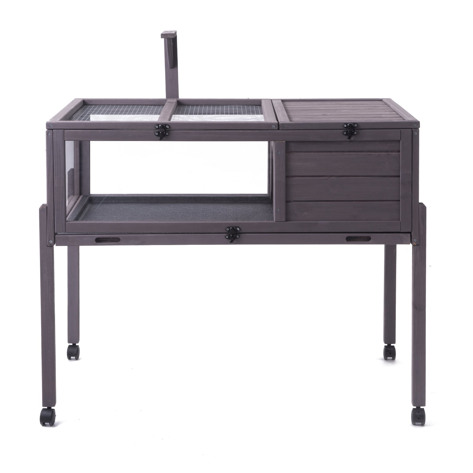 KFFKFF Tortoise Home, Wood Enclosure for Indoors & Outdoors, Mobile ...