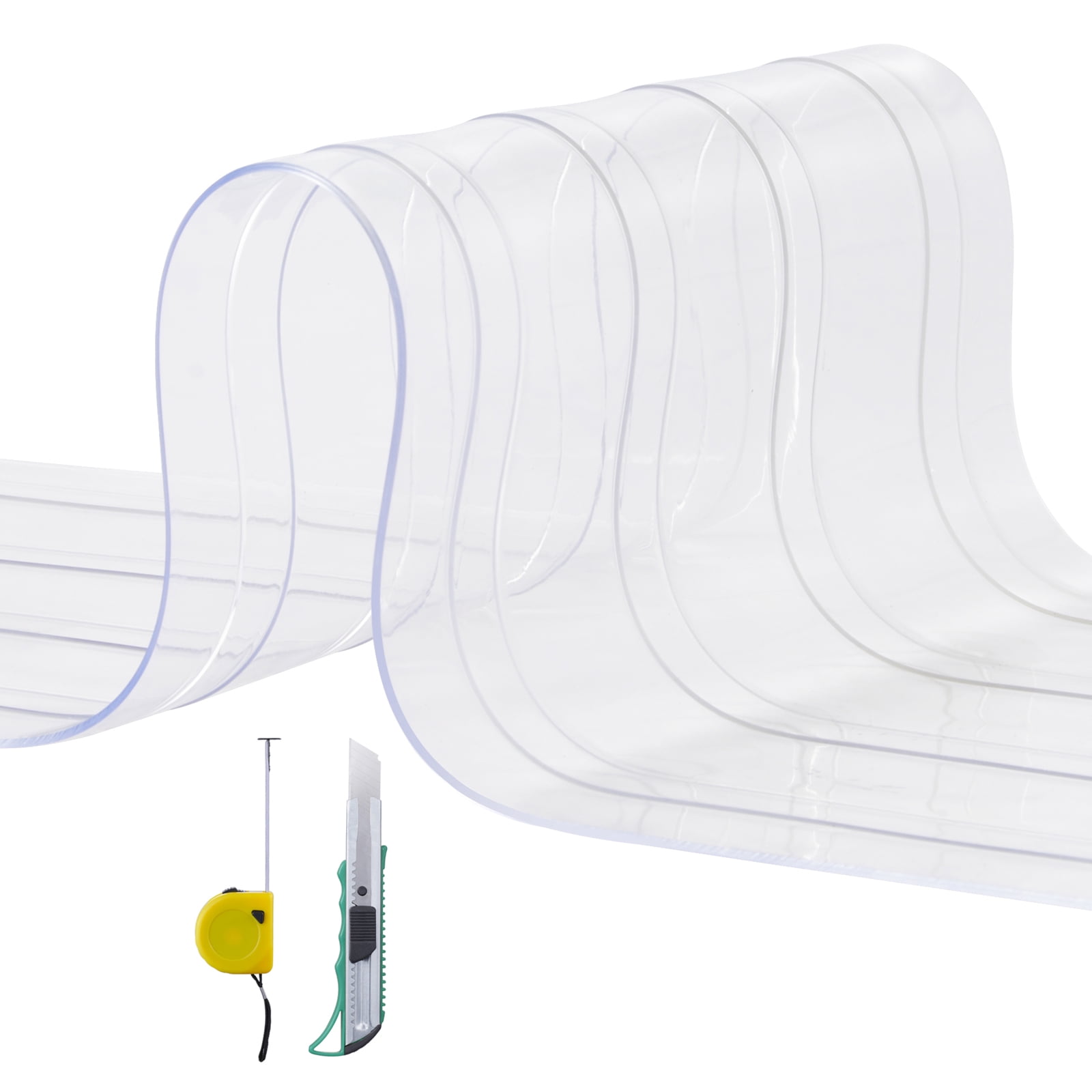 KFFKFF Transparent PVC Strip Curtain, Dimensions 50' Long x 8" Wide x 0 ...