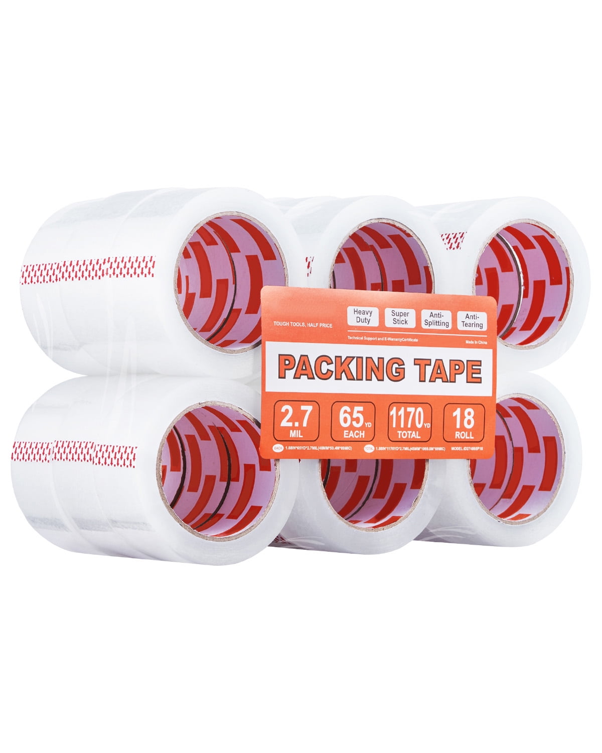 KFFKFF Transparent Packaging Tape, Core Diameter 3 inches, Set of 18 ...