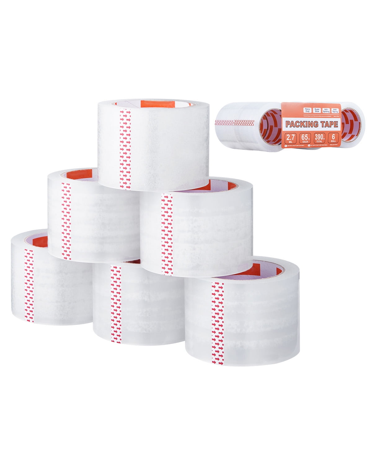 KFFKFF Transparent Packaging Tape, Core Diameter 3 inches, Set of 6 ...