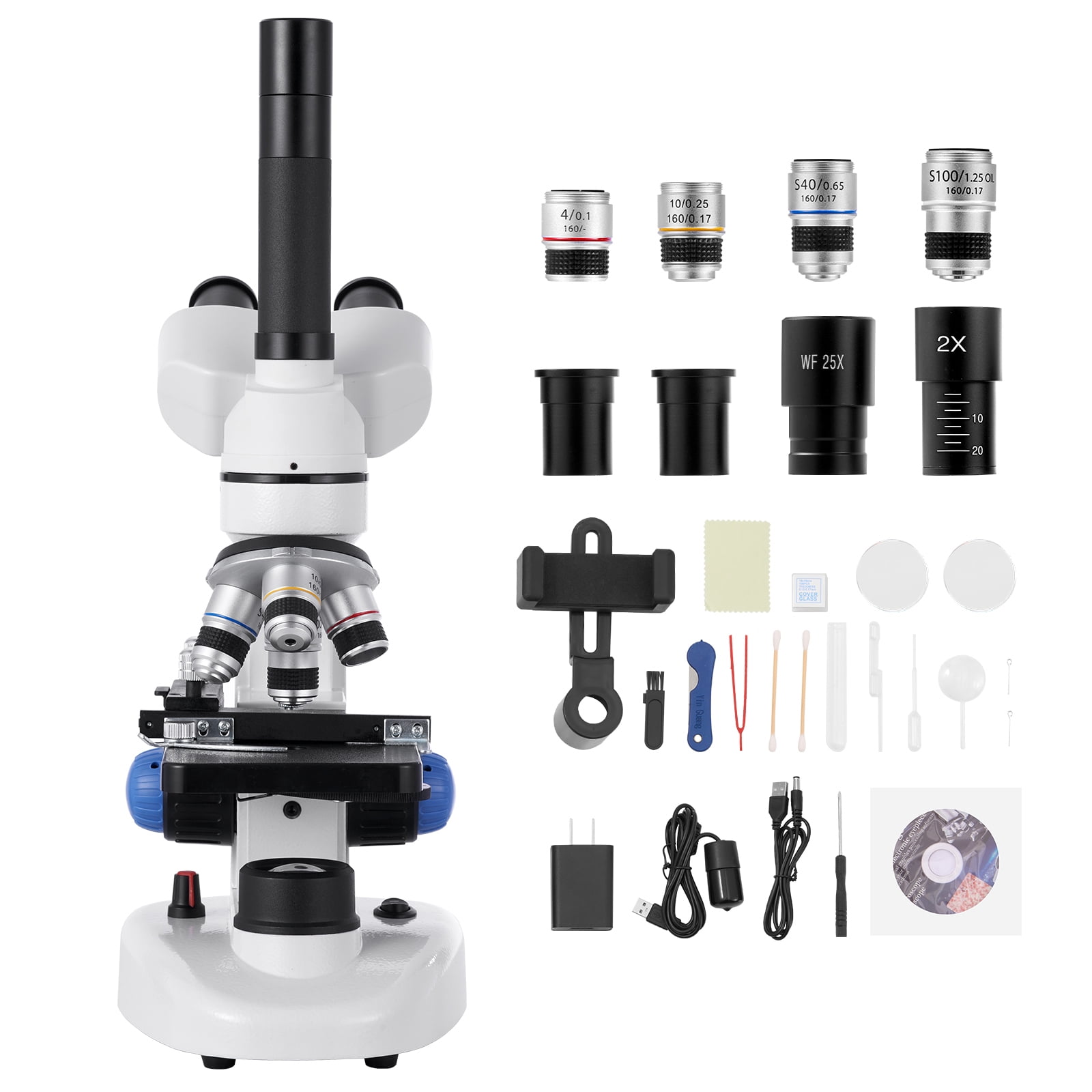 KFFKFF Trinocular Microscope, 40-5000X Magnification, Professional ...