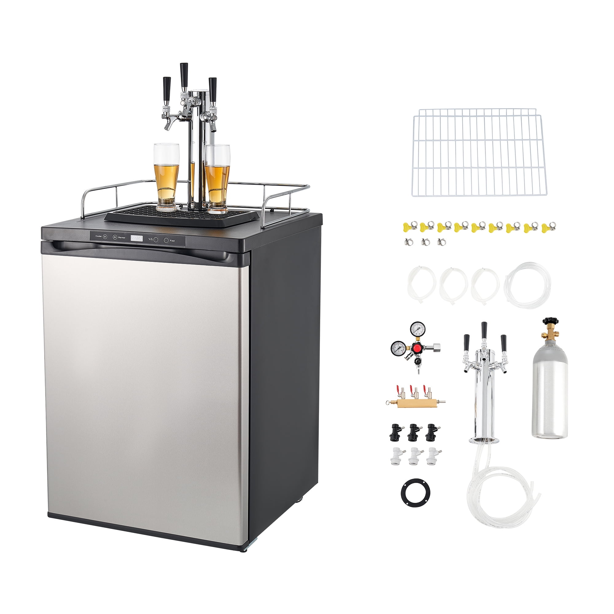 KFFKFF Triple Tap Beer Kegerator, Home Draft Beer Dispenser for Ball ...