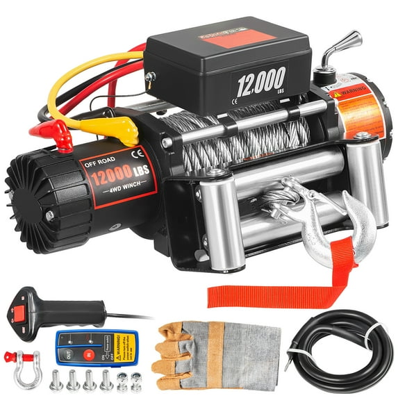 KFFKFF Truck Winch 12000Ibs Electric Winch 85ft/26m Steel Cable 12V ...