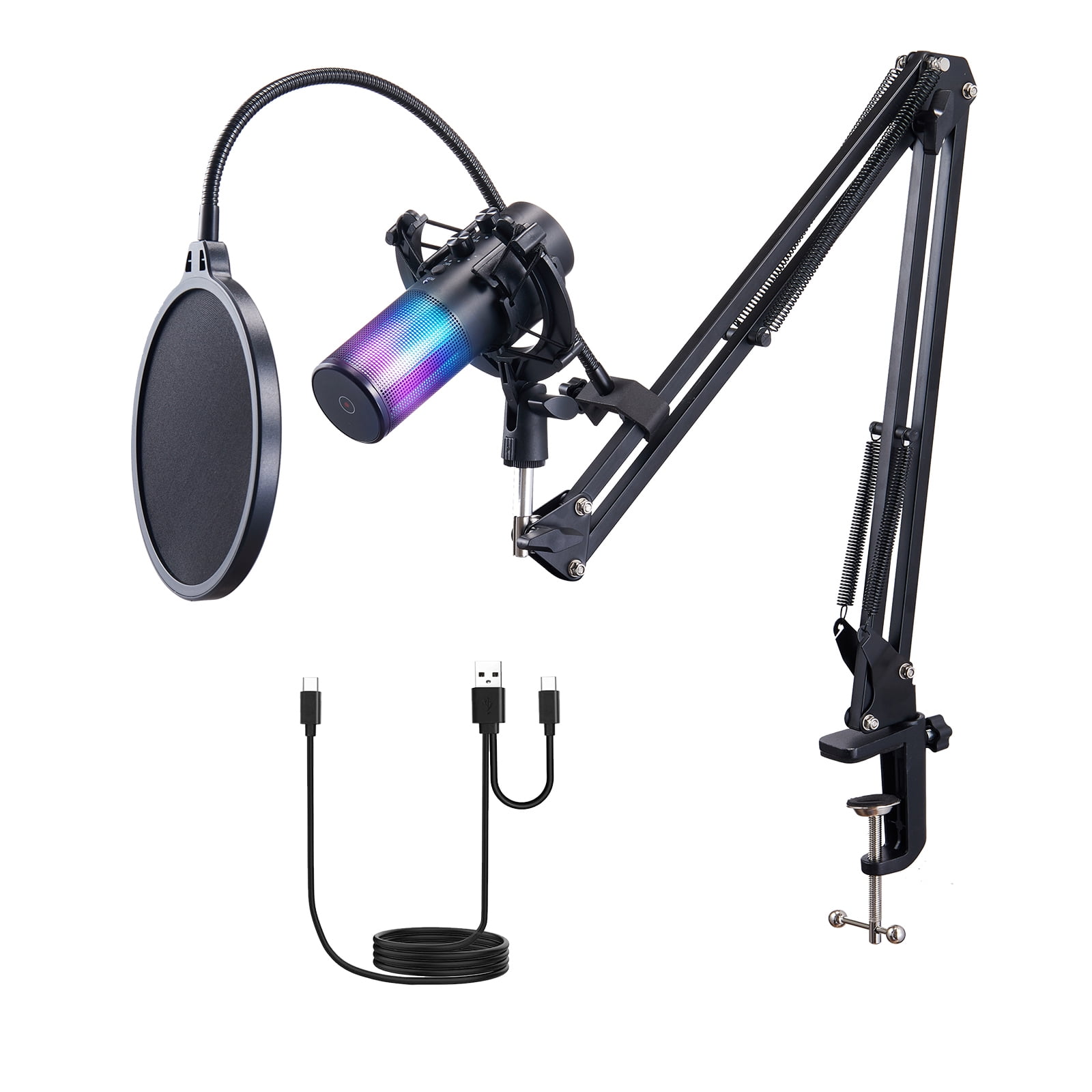 KFFKFF USB Mic, 192 kHz/24-bit, Pro Condenser Mic Set with Arm Stand ...